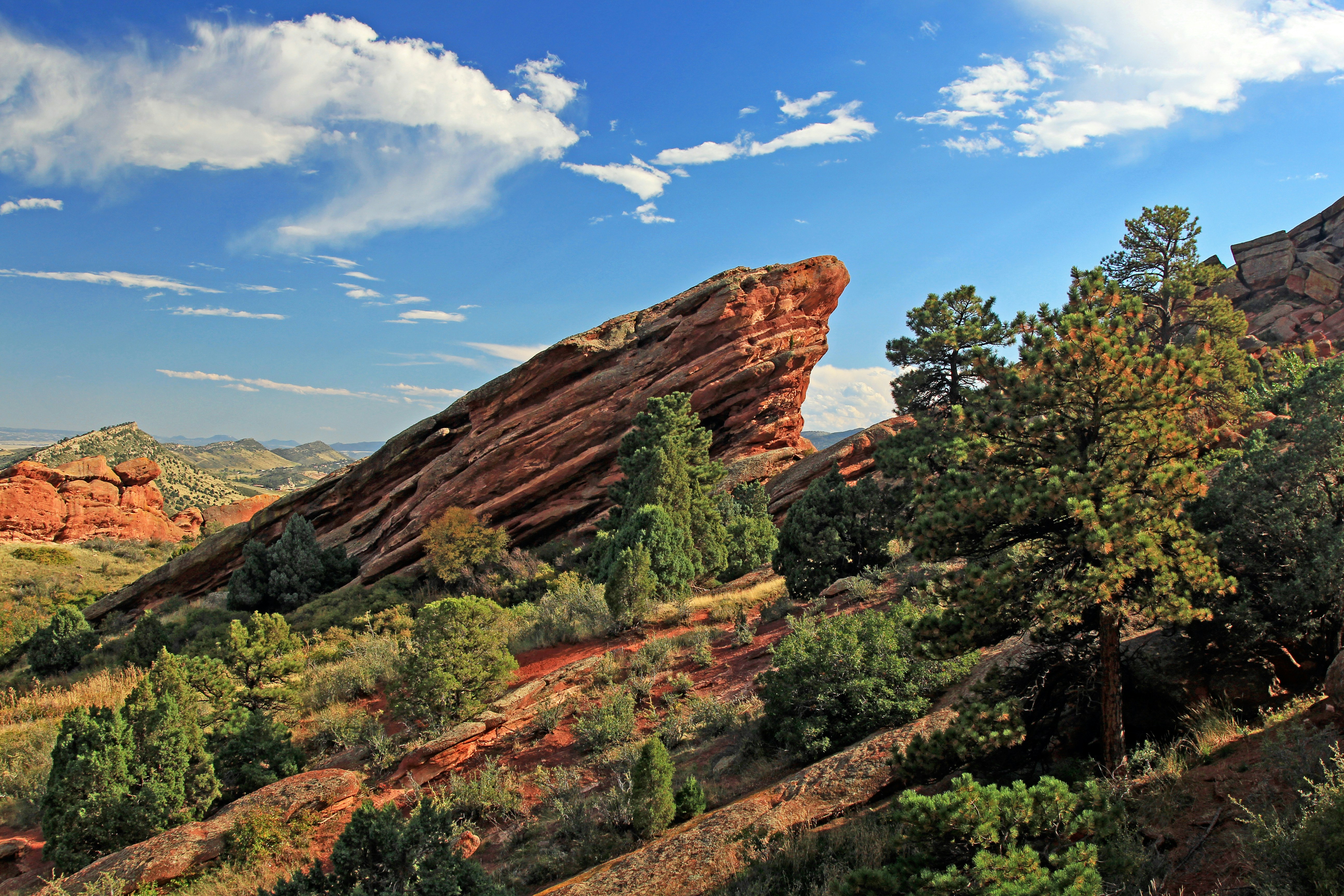 "Red Rocks Golden Hour" --- The red rocks of the Colorado Rocky Mountains in Morrison, Colorado, USA.