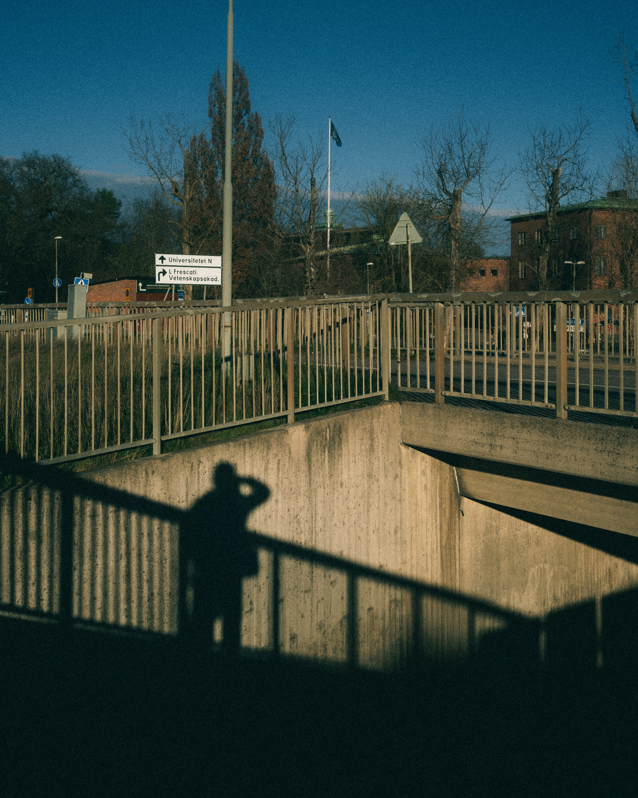 Edge Shadow over the Rail: Quiet Urban Dusk