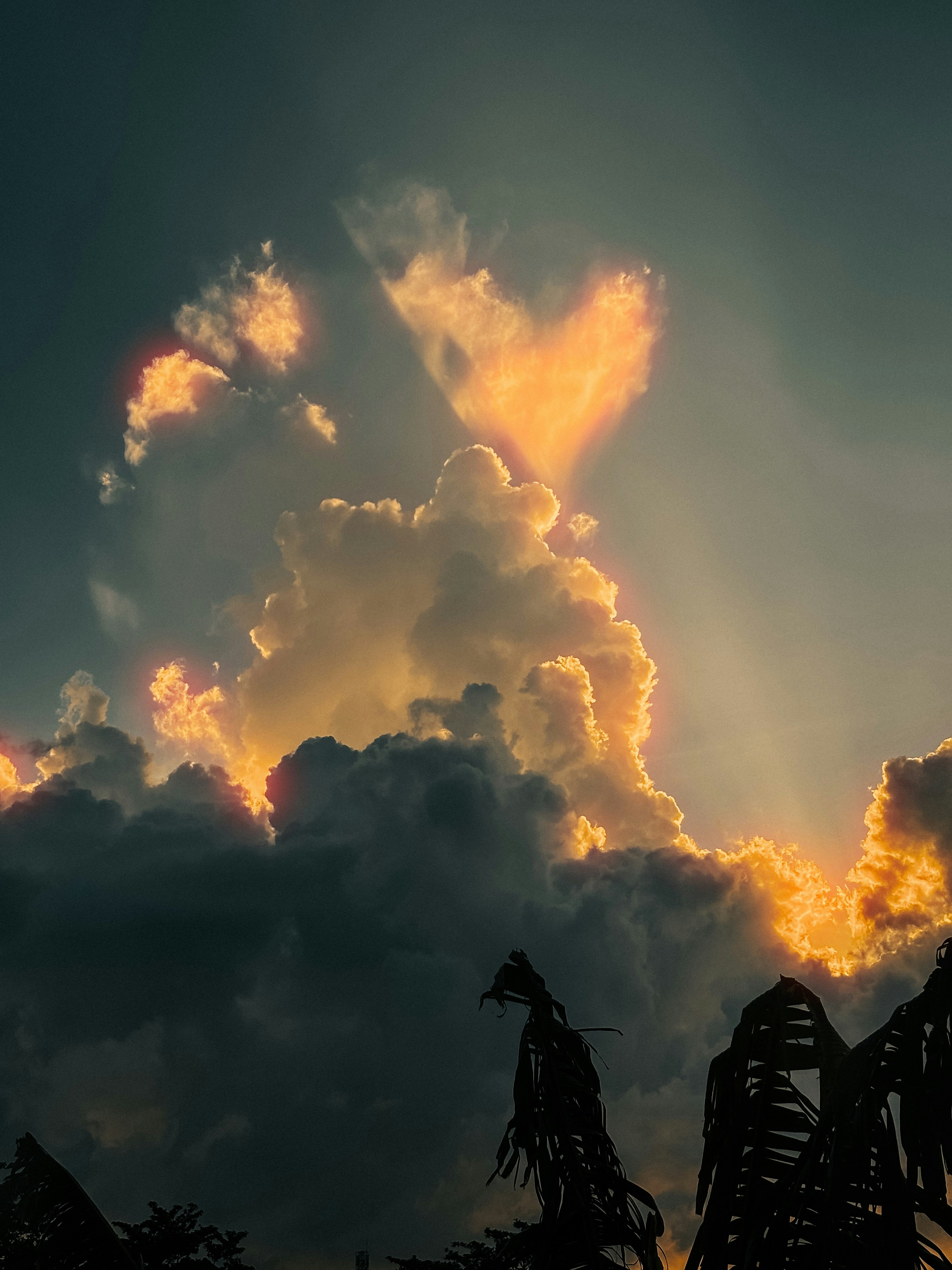 Sunlit Rifts: Backlit Clouds and Silhouettes at Dusk