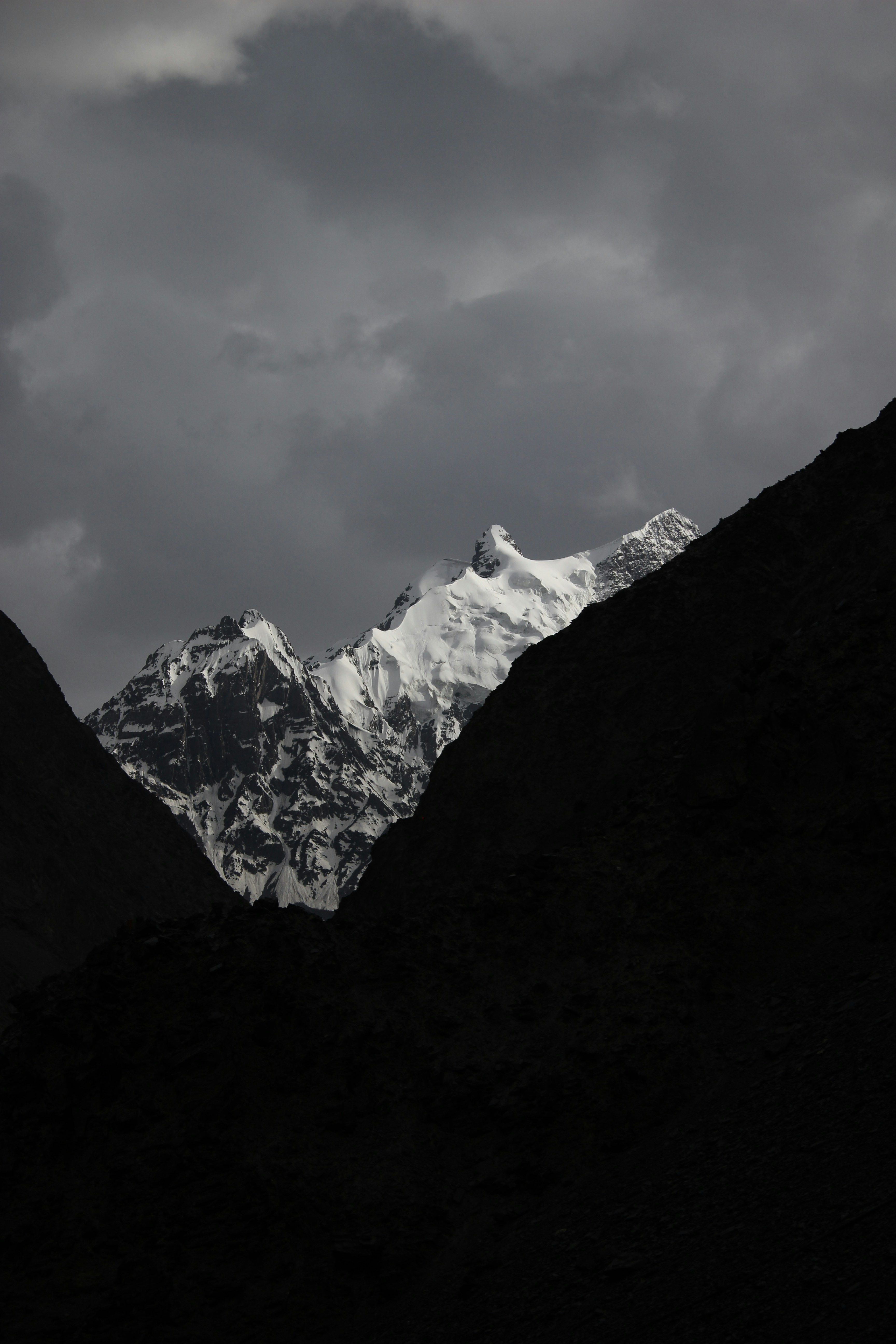 Snow Crown Between Shadowed Valleys