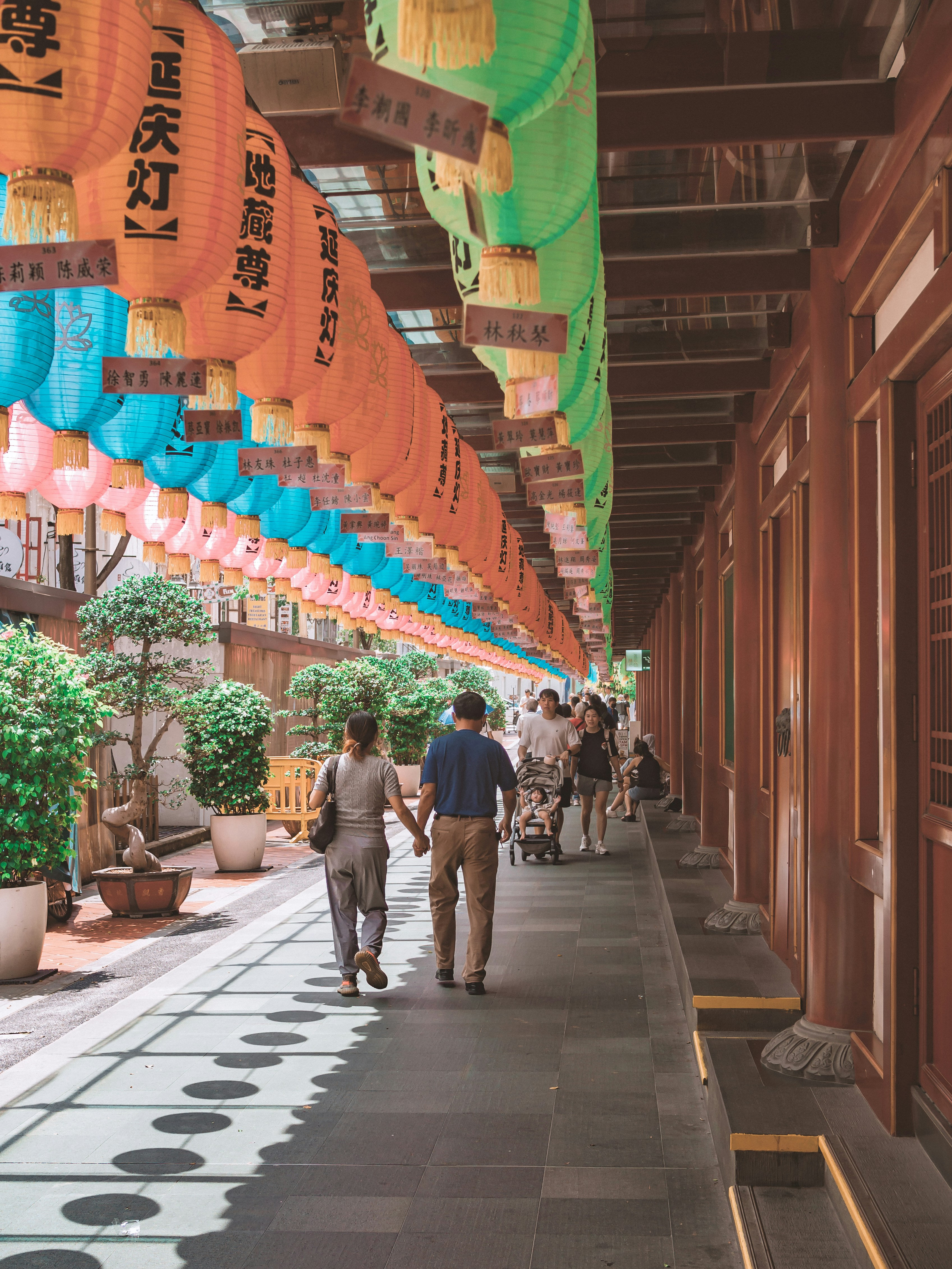 Lantern Arcade Stroll: A Quiet Passage Beneath a Canopy of Colorful Light