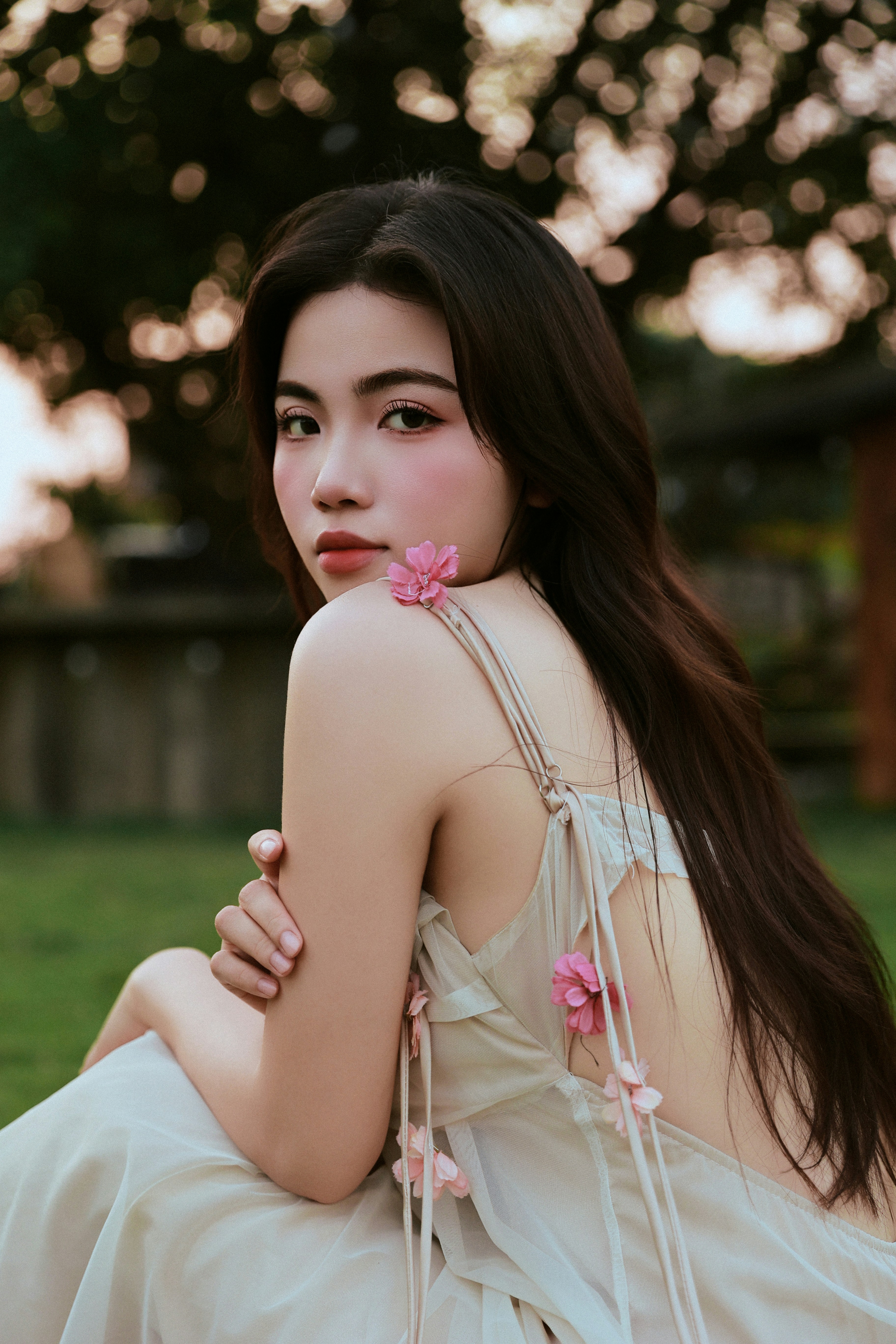 Petals in Velvet Light: A Garden Portrait with Floral Details