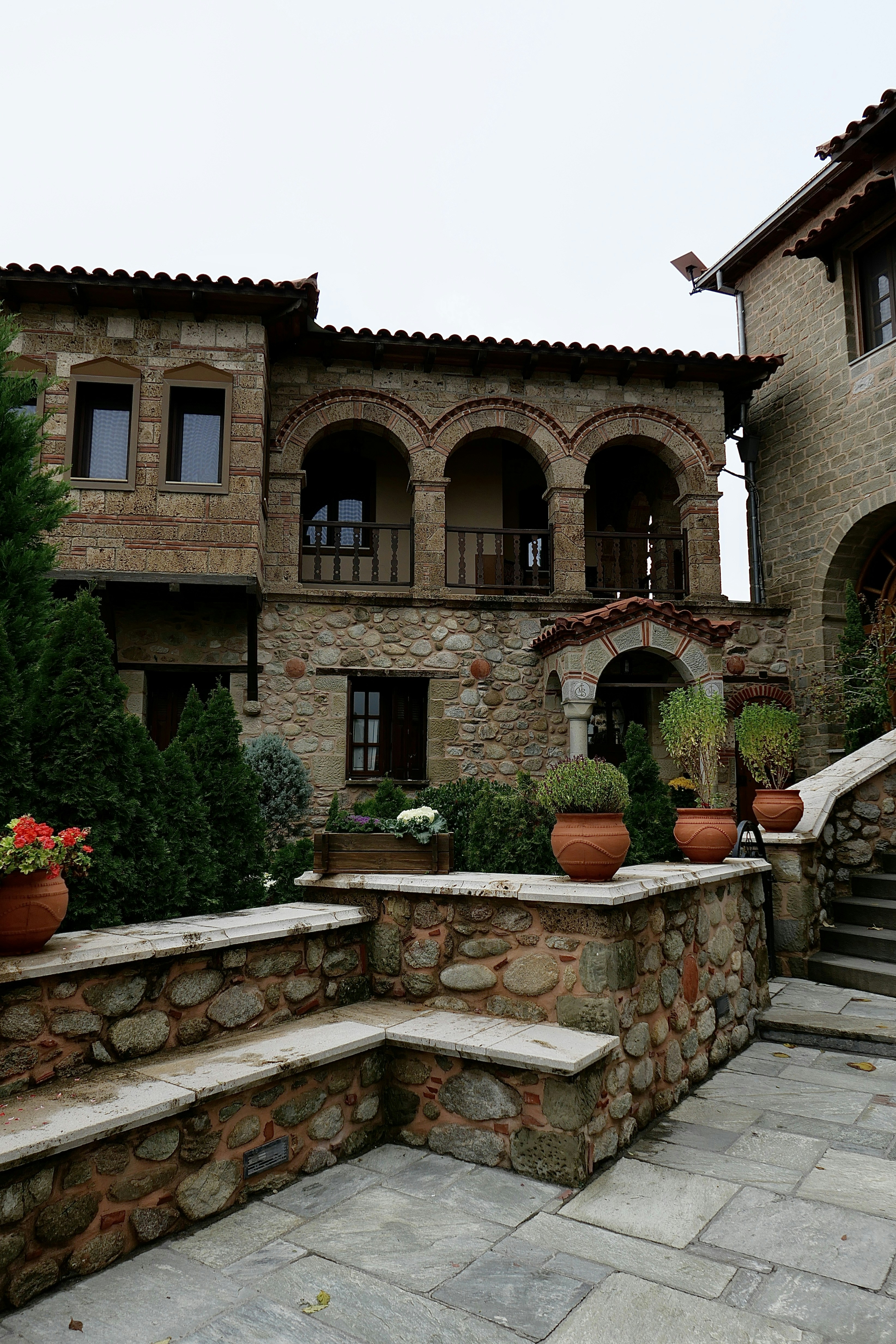 Archways Over a Terraced Stone Courtyard