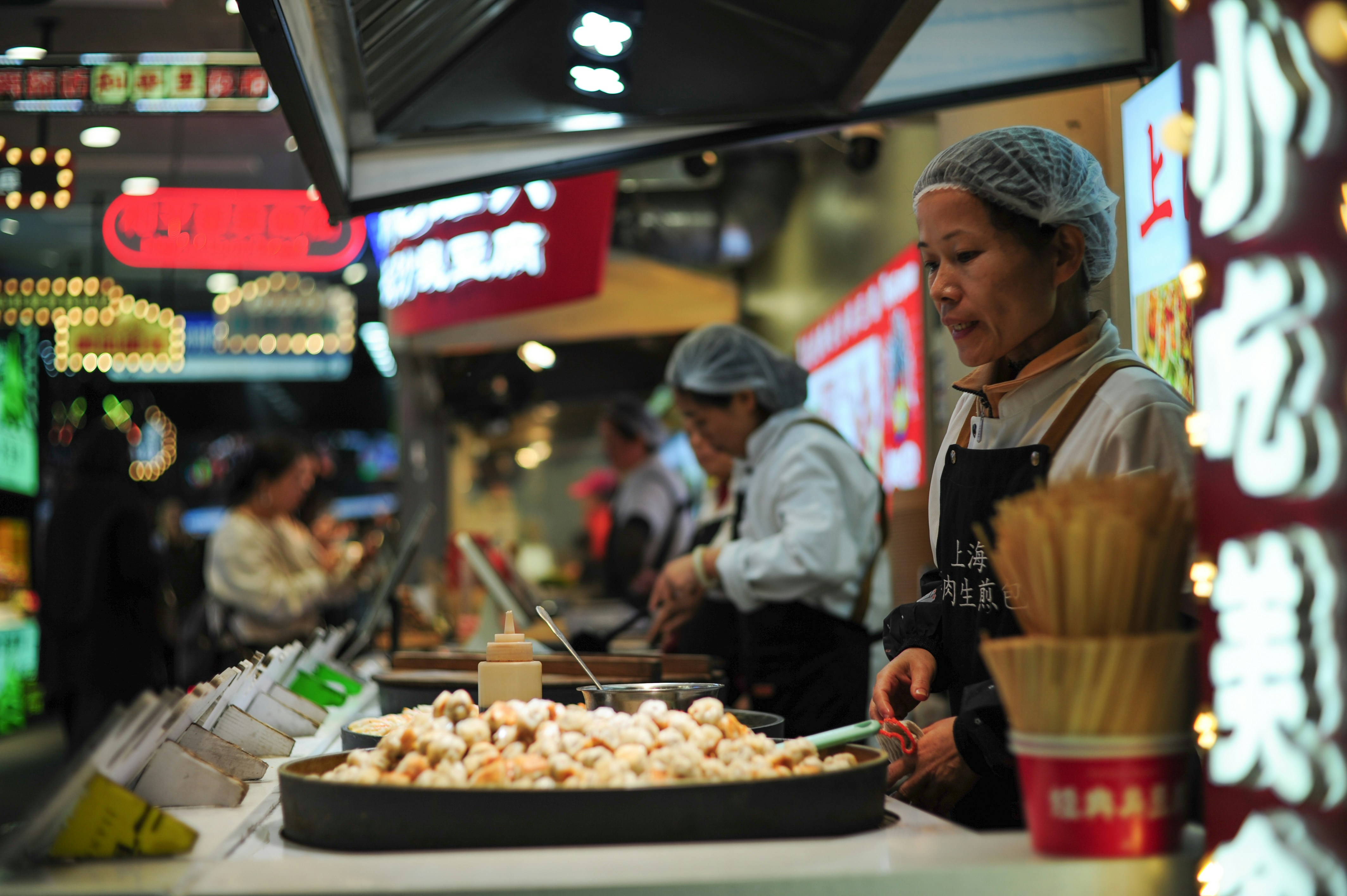 Neon Steam and Shrimp: A Night Market Portrait