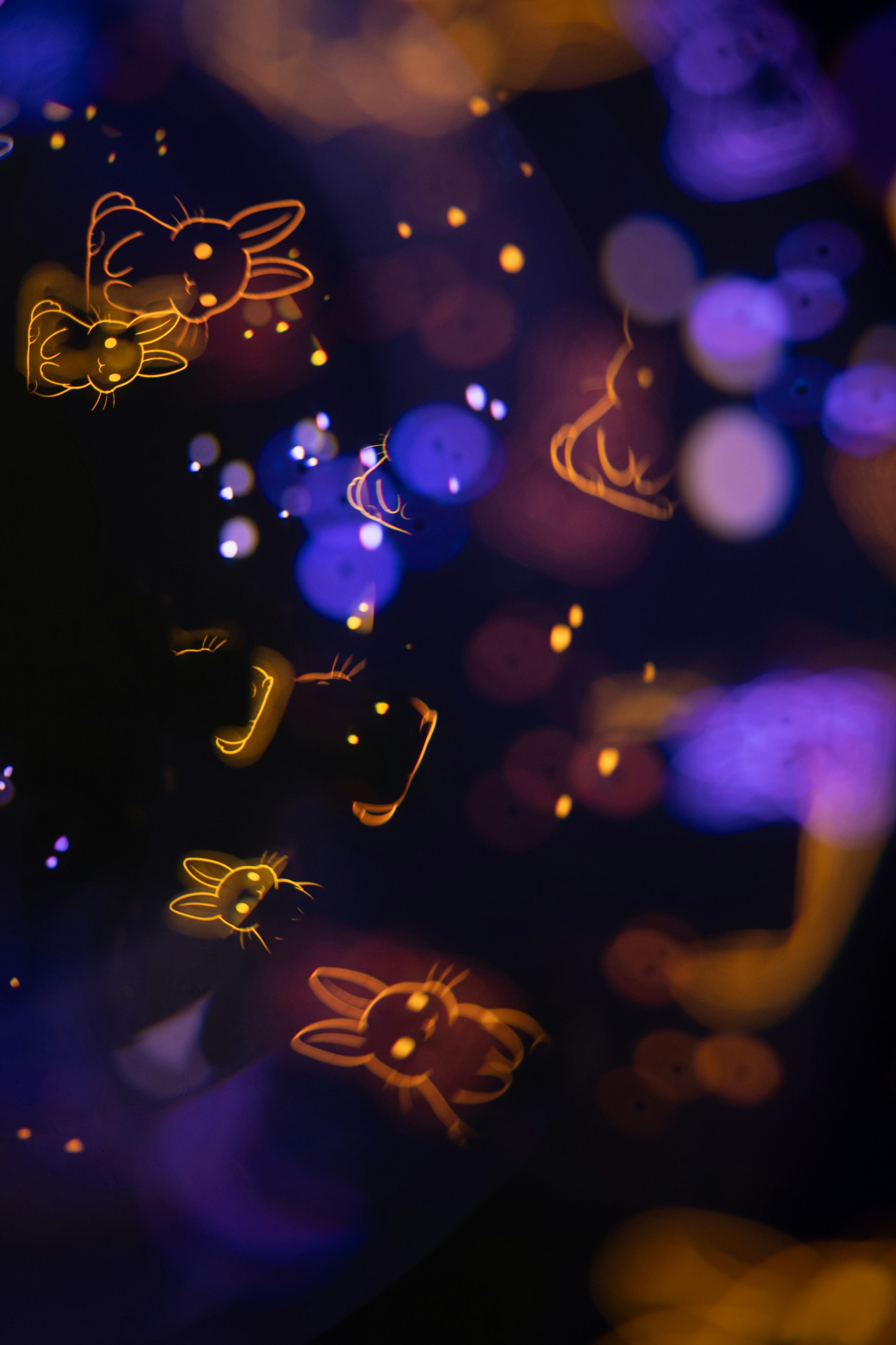 Luminous Bunny Sketches in a Velvet Night of Bokeh
