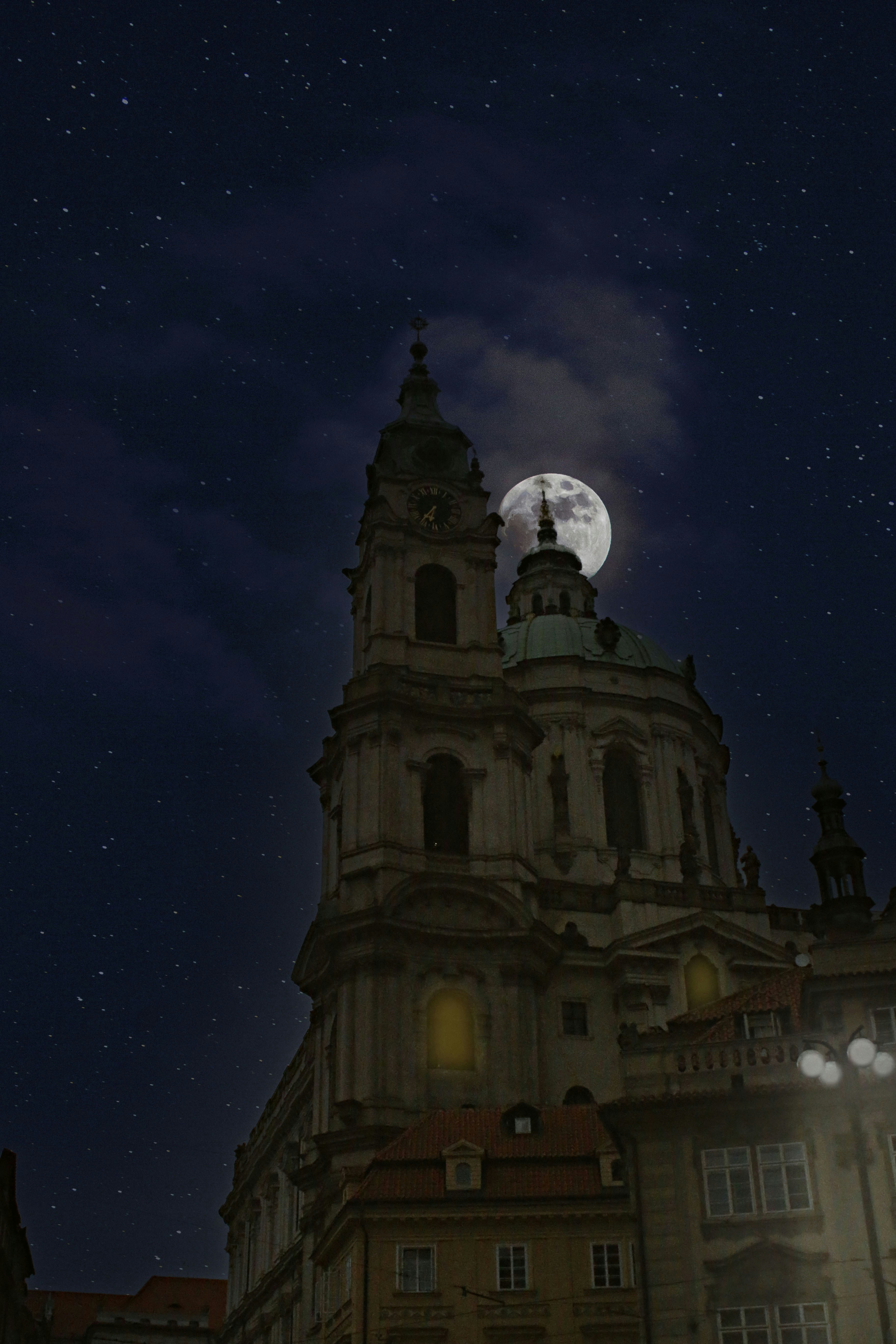 Moonlit Crown Over the Baroque Spire: Night at the Cathedral