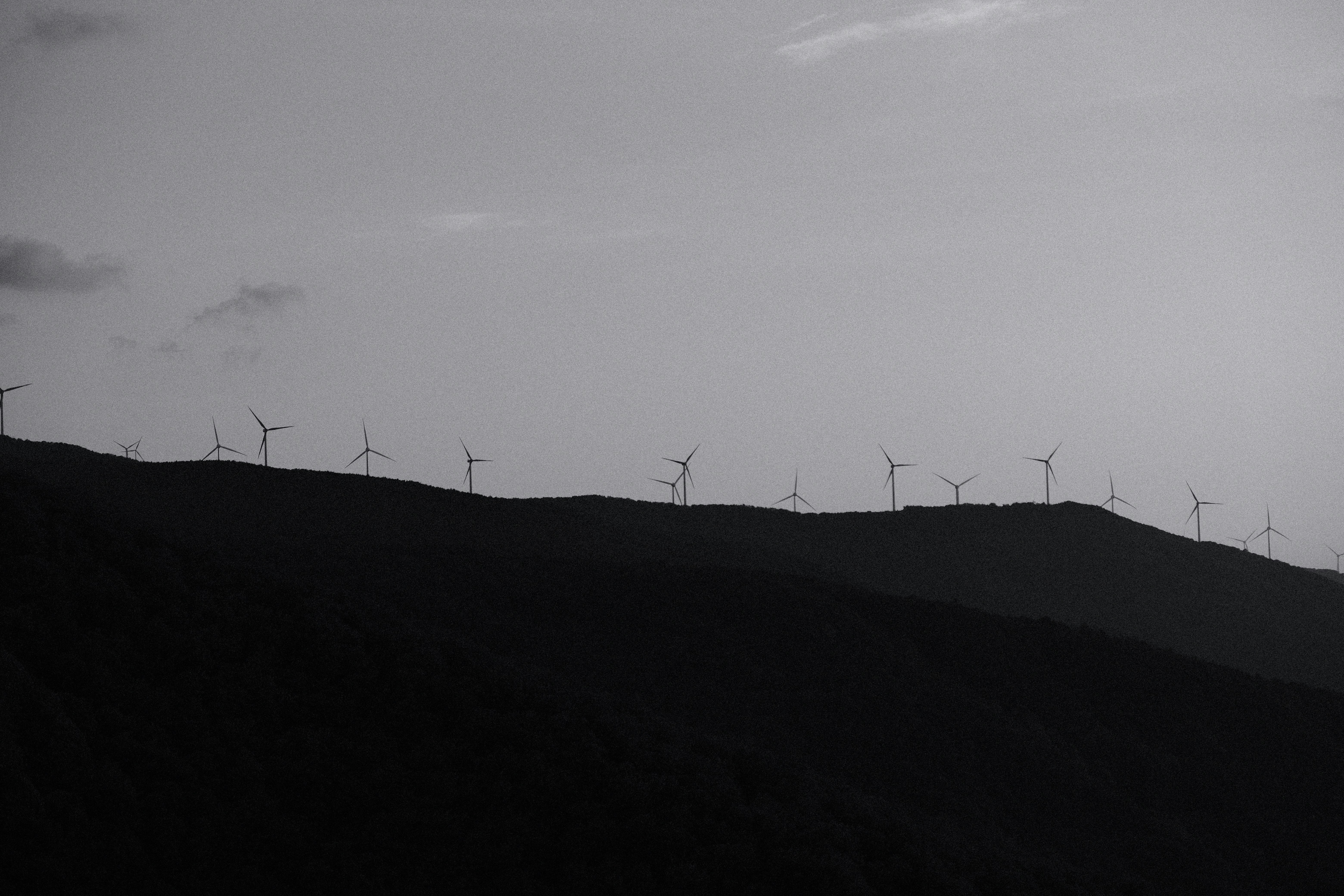 black and white windturbines