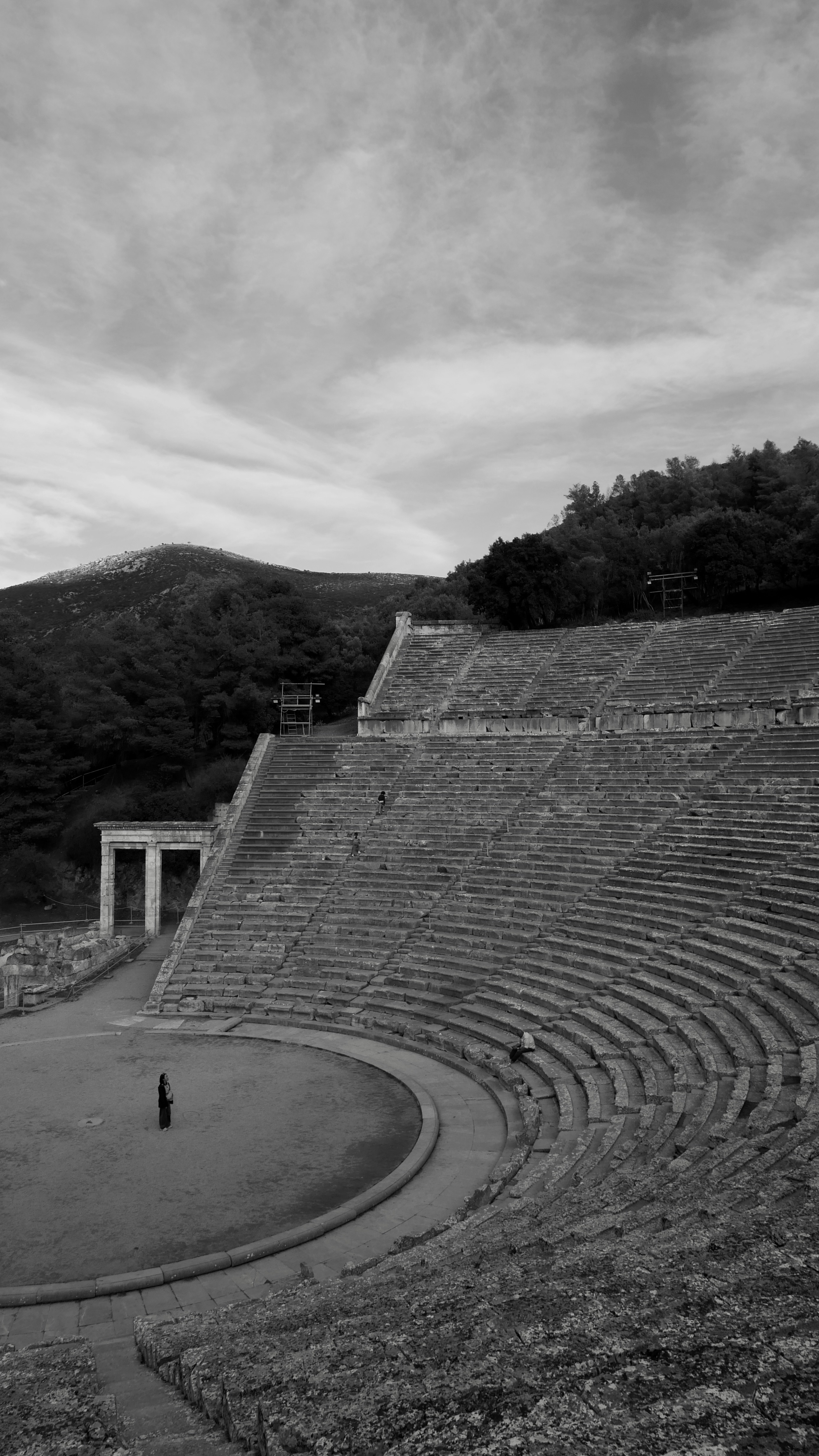 Solitary Wanderer Tracing Echoes Along the Ancient Amphitheater