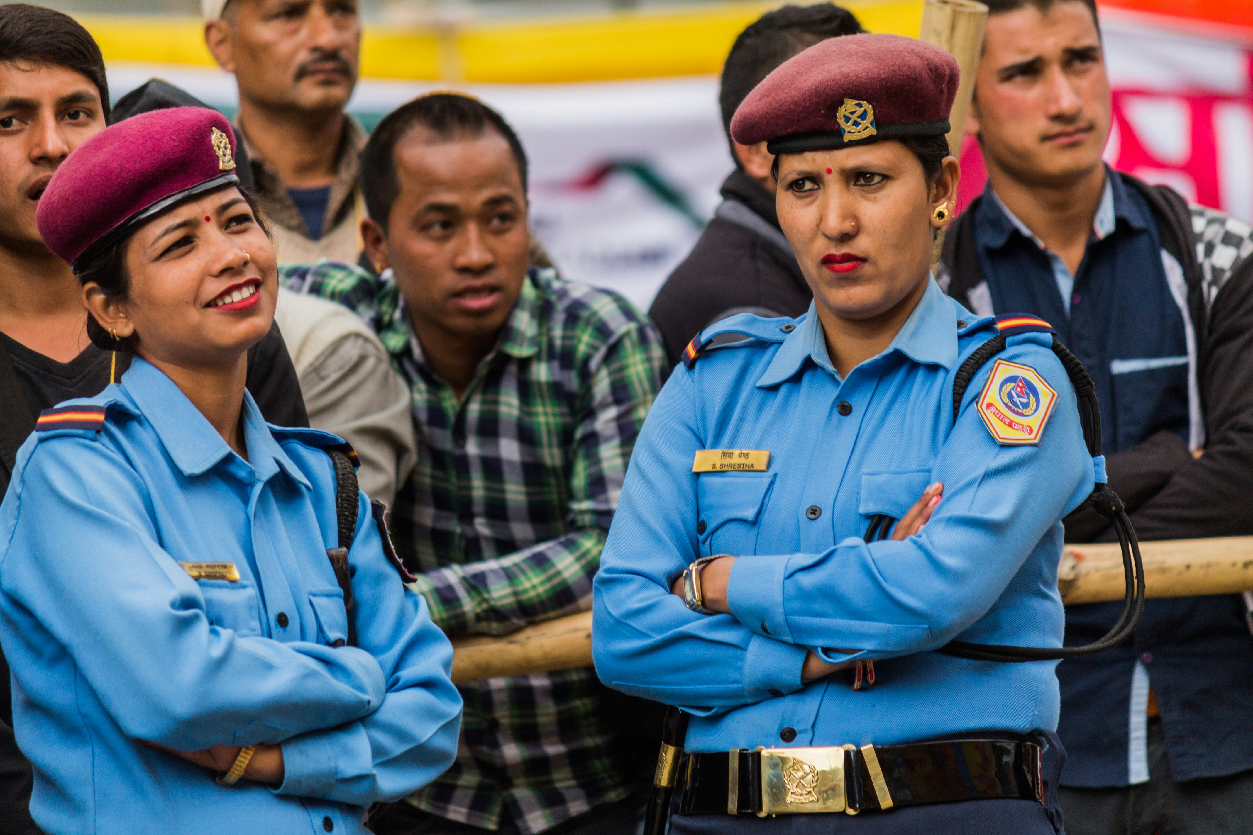 Police Woman on Duty at Darchula Mela, Far Western Nepal