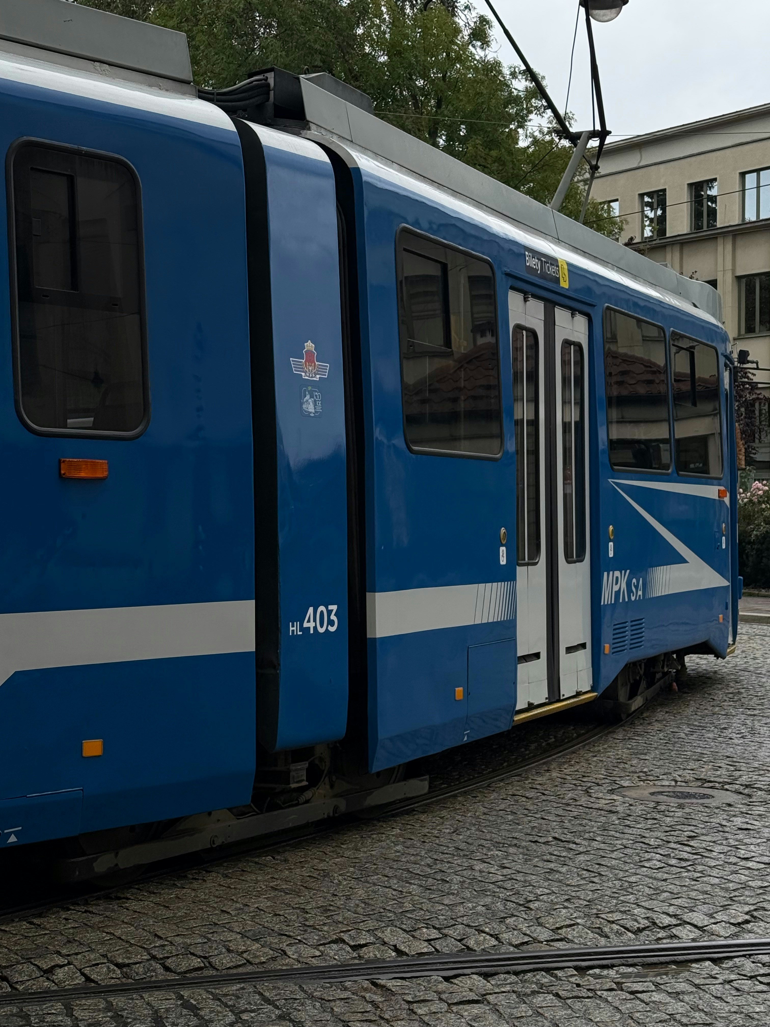 Cobalt Streetcar on Cobblestone Rails