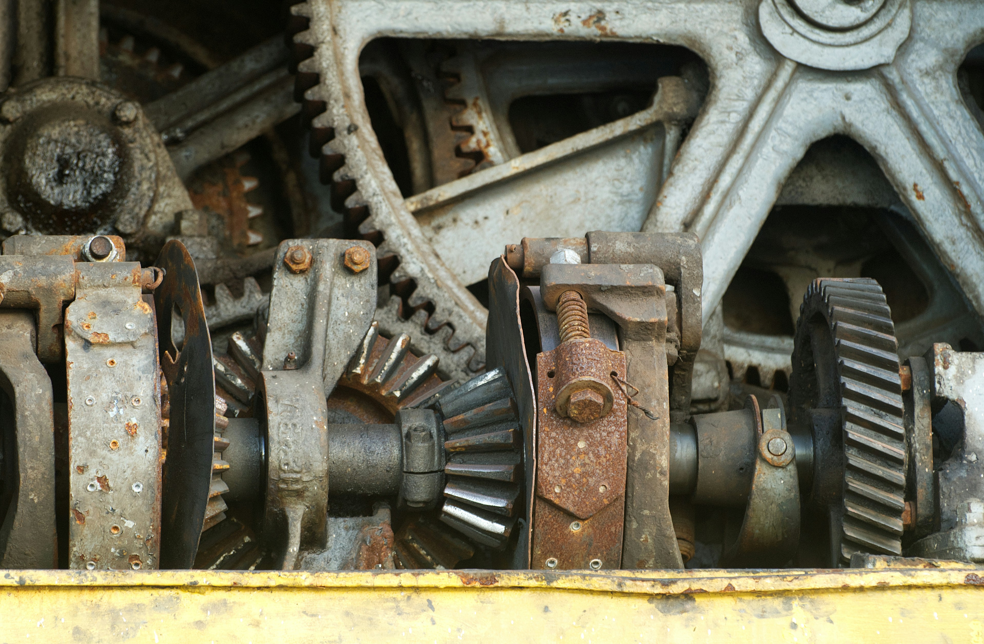 Abandoned gearbox with various types of gears