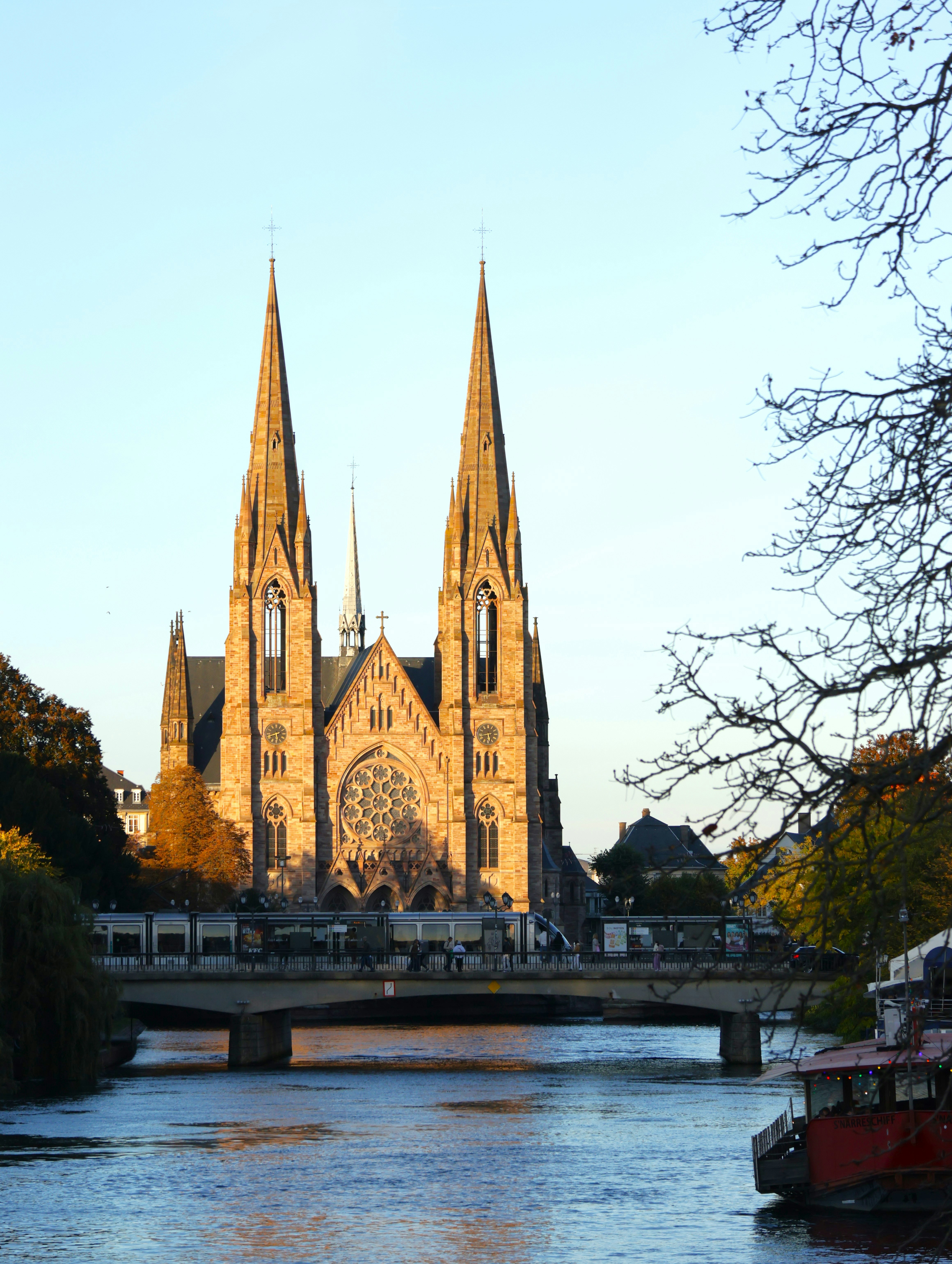 Twin Spires of Mainz Cathedral Rise Over the Rhine