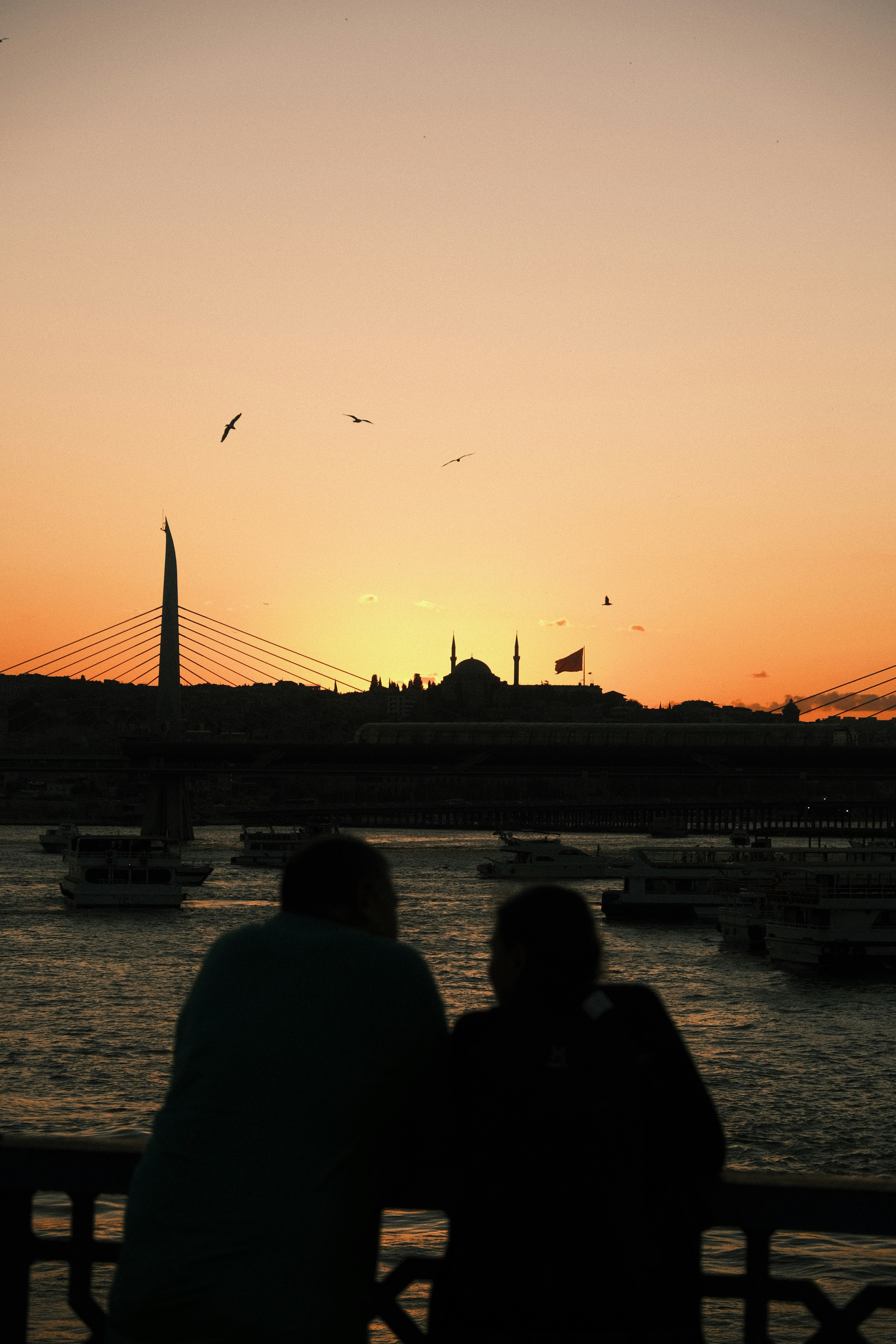 watching the sea from the Galata Bridge