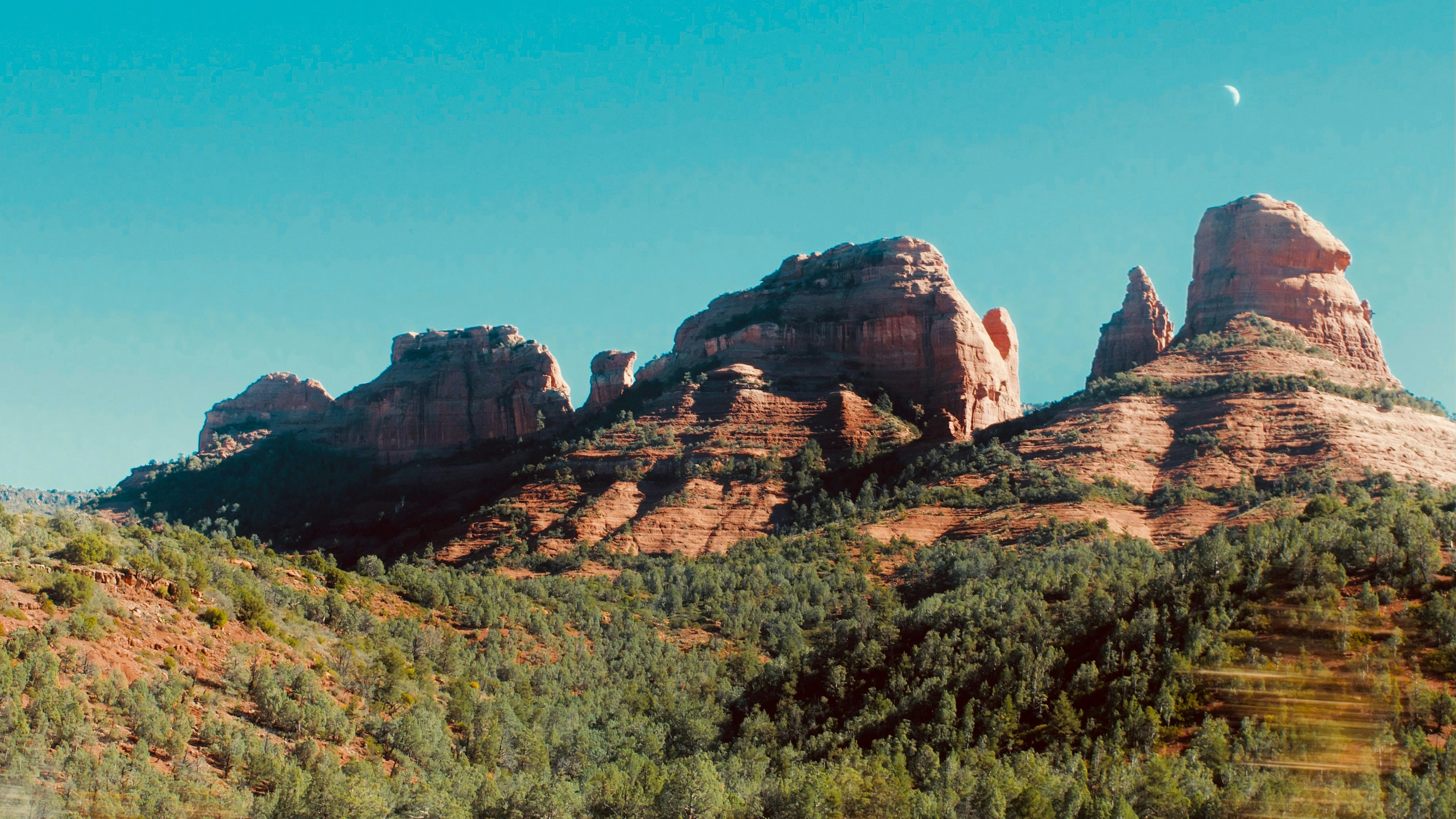 Crimson Bastions Under a Cerulean Sky
