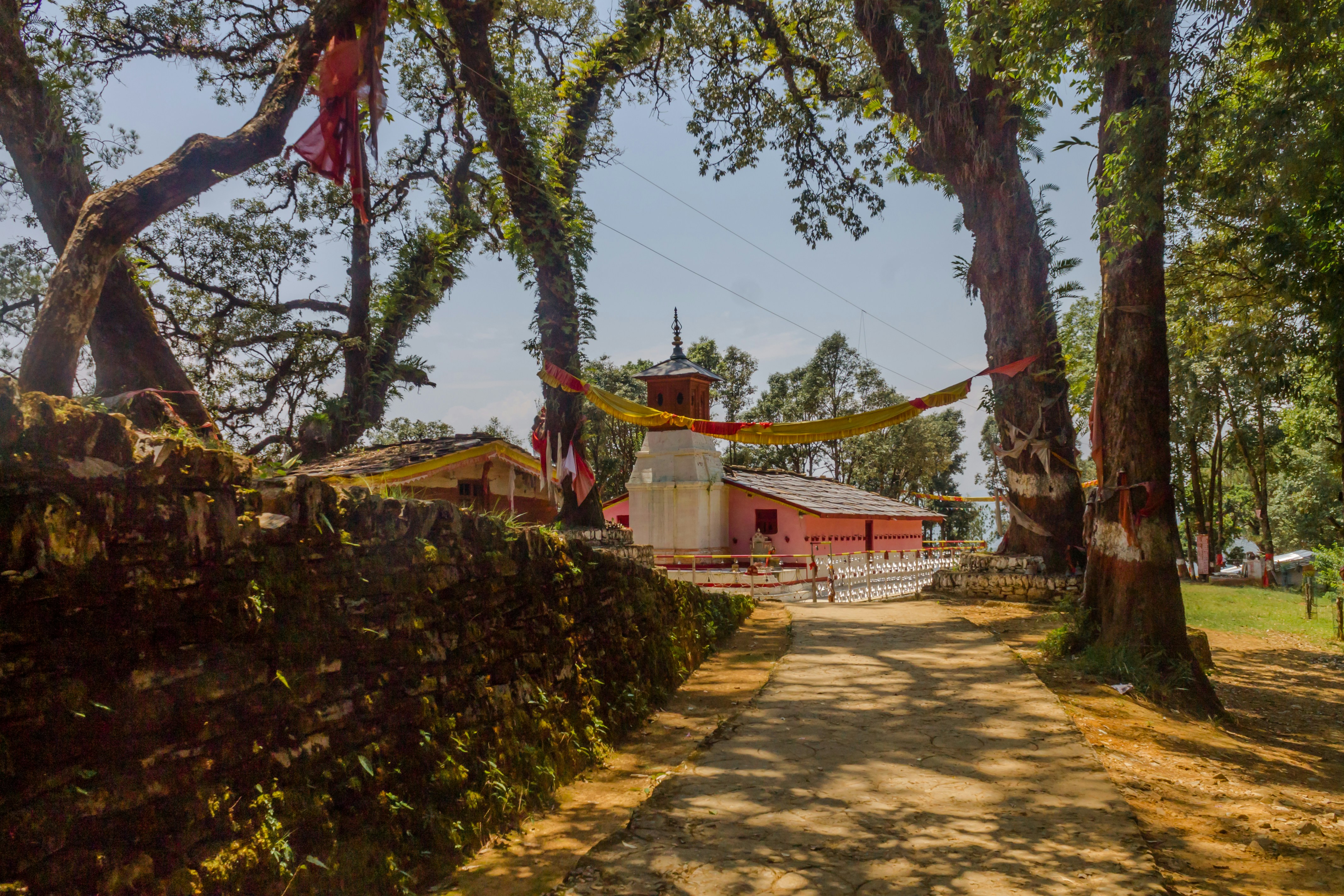 Flag-Garlanded Path Toward a Shrine