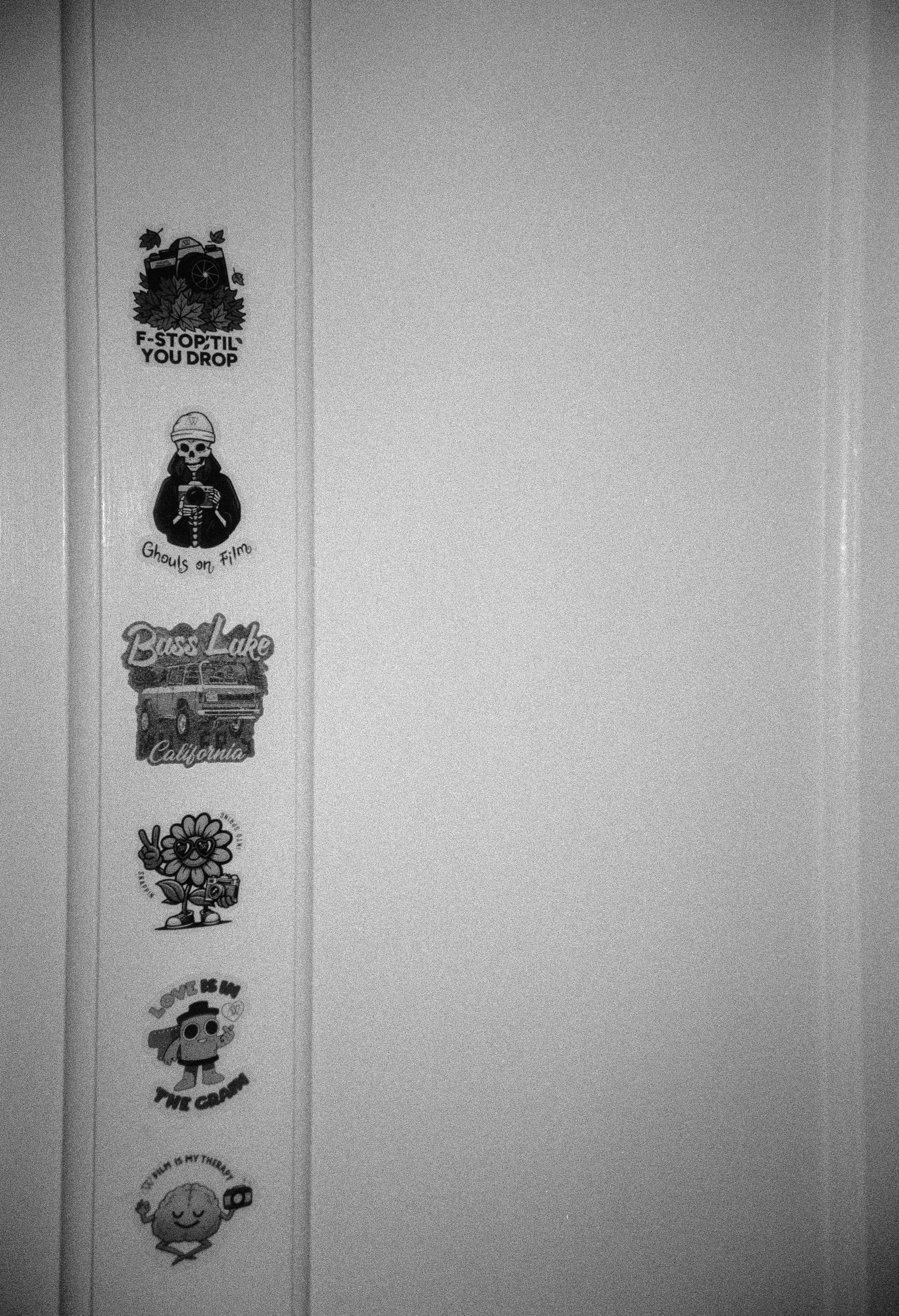 Stickers on a white door