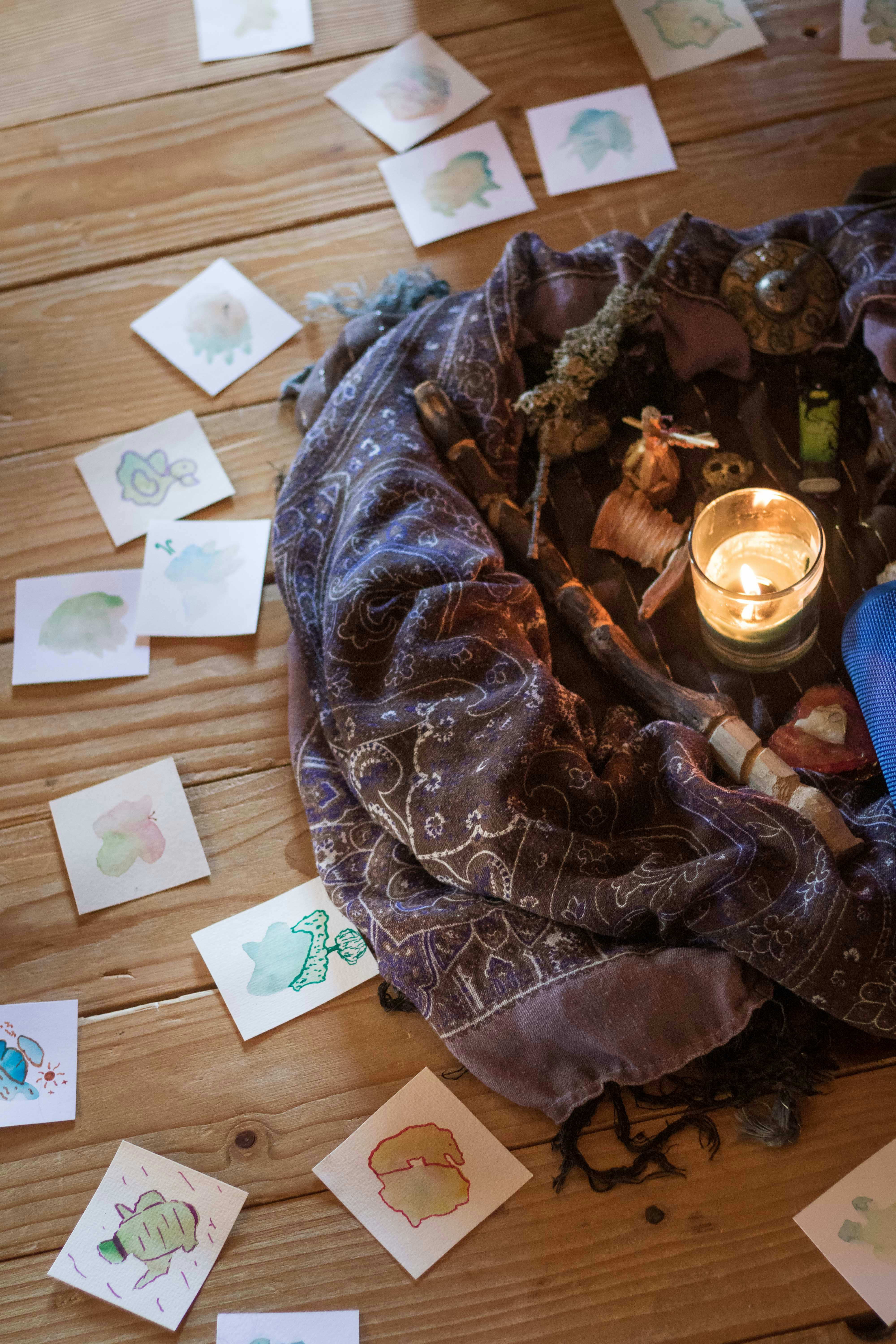 Candlelight Among Card Sketches: A Bohemian Still-Life