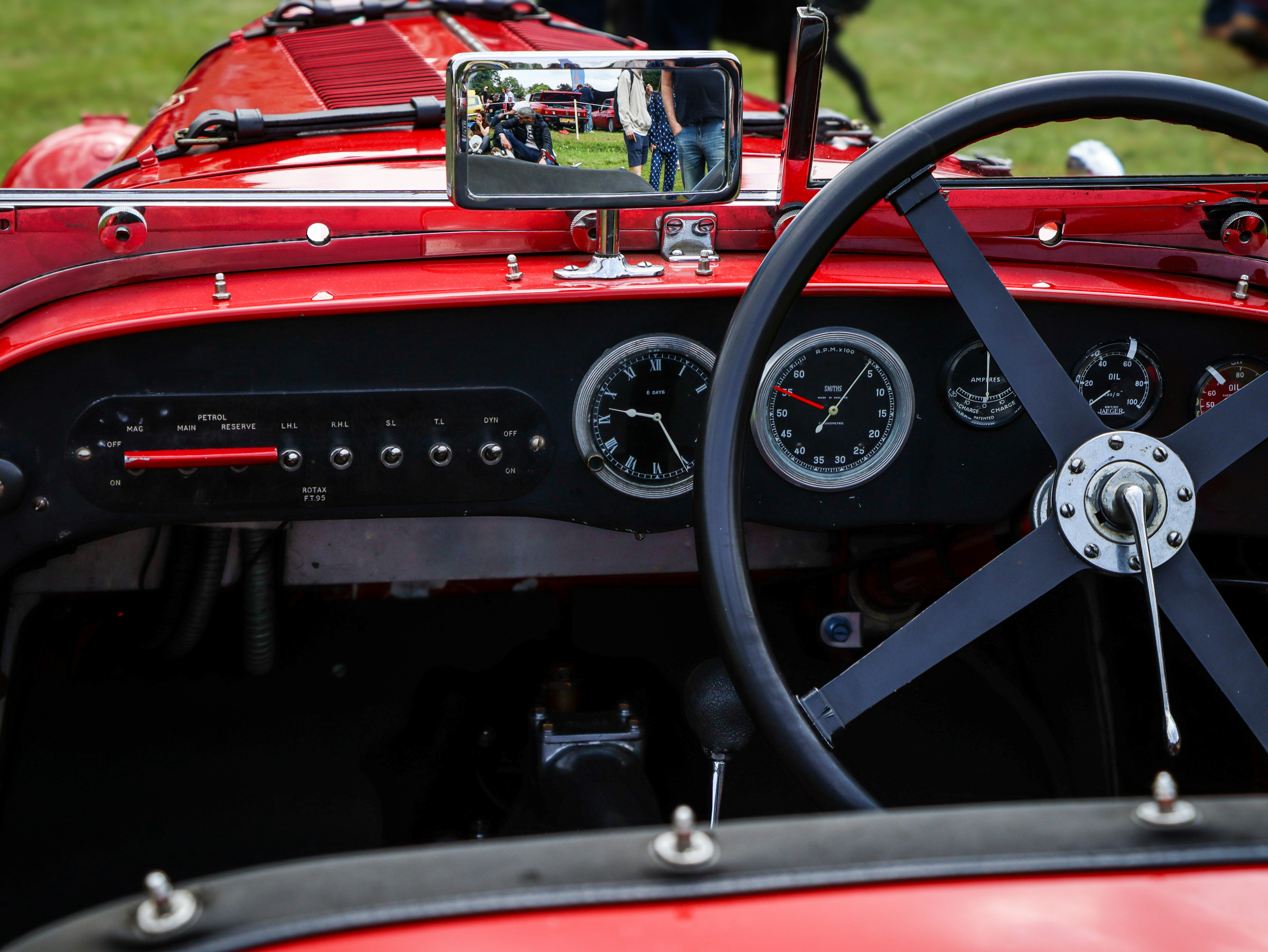 Classic car in the rear view mirror