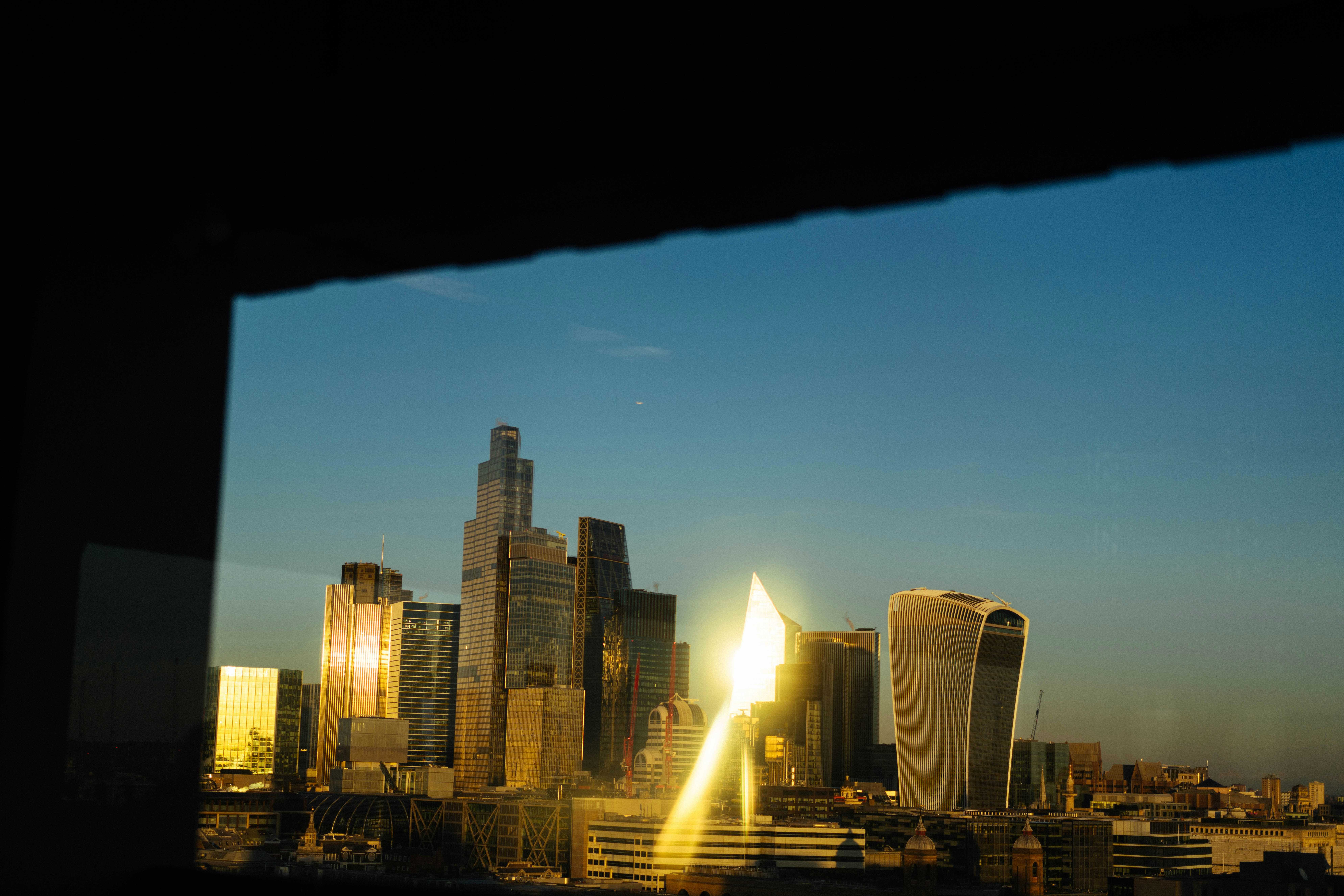 Sunbeam Over a Glass-Framed Cityscape