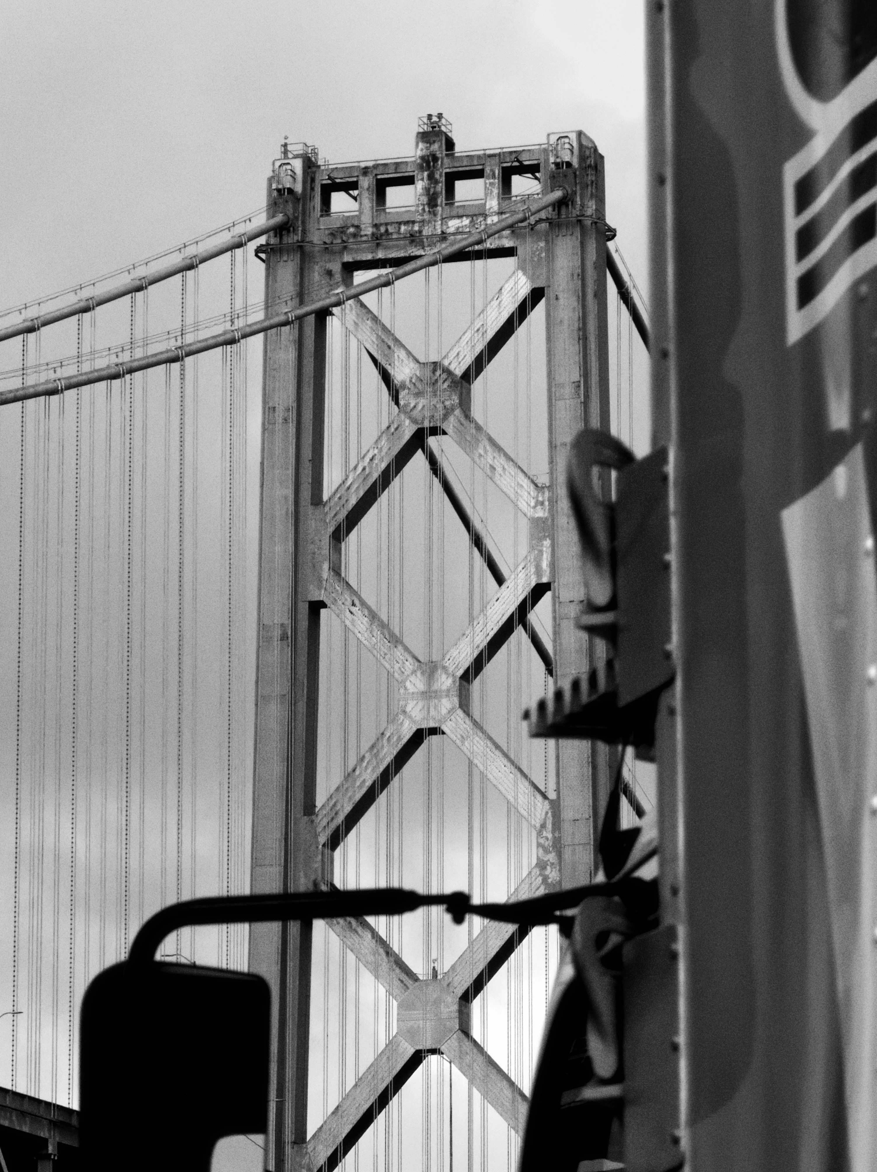 Tower in the Tangle: A Bridge's X-Brace Framed by Cables