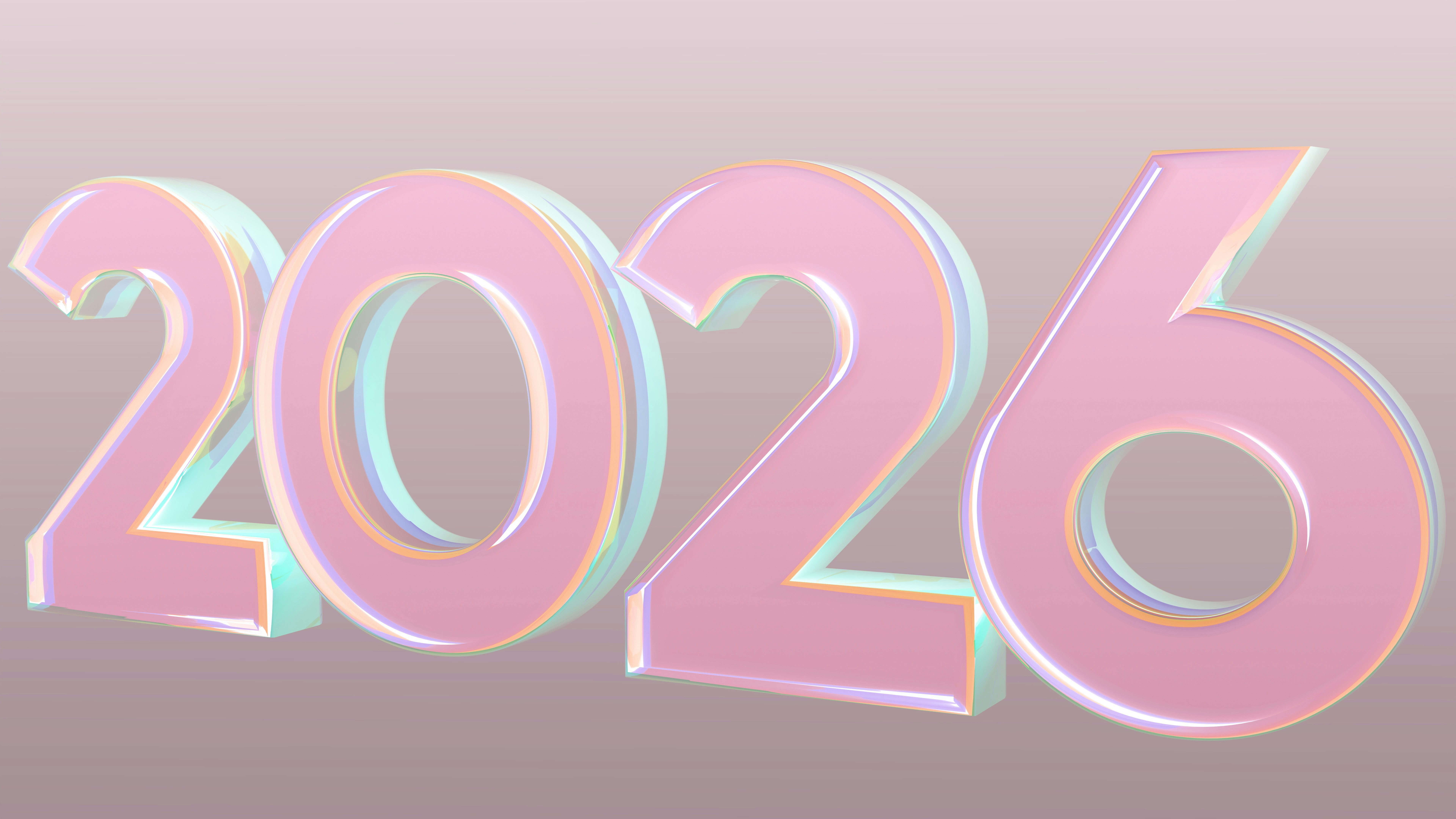 The year 2026 in pastel pink 3D numbers. photo – Free Abstract Image on ...