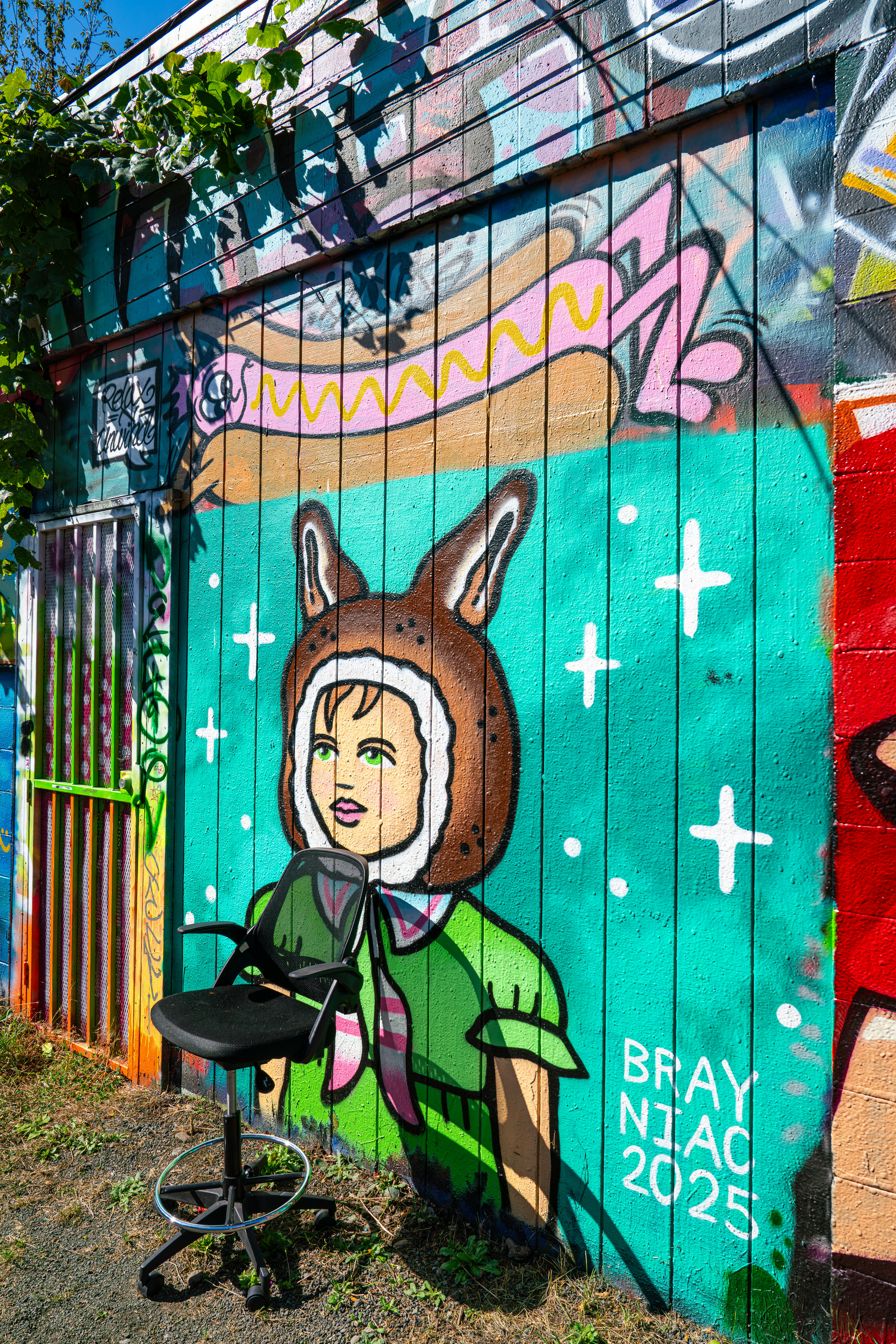 Bunny-Hood Portrait on a Wall of Color