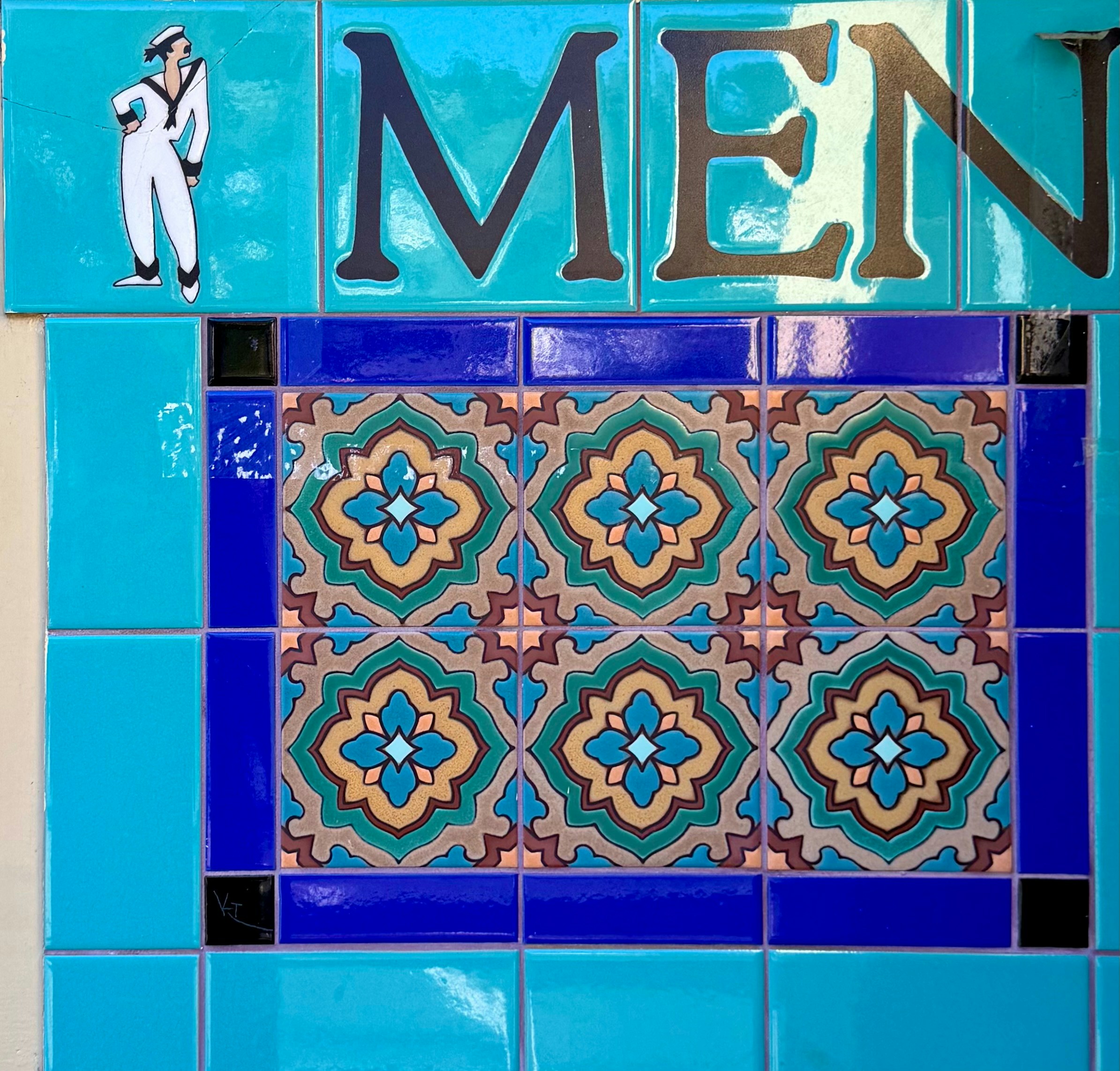 Turquoise Geometry: A Close-Up Tile Mosaic