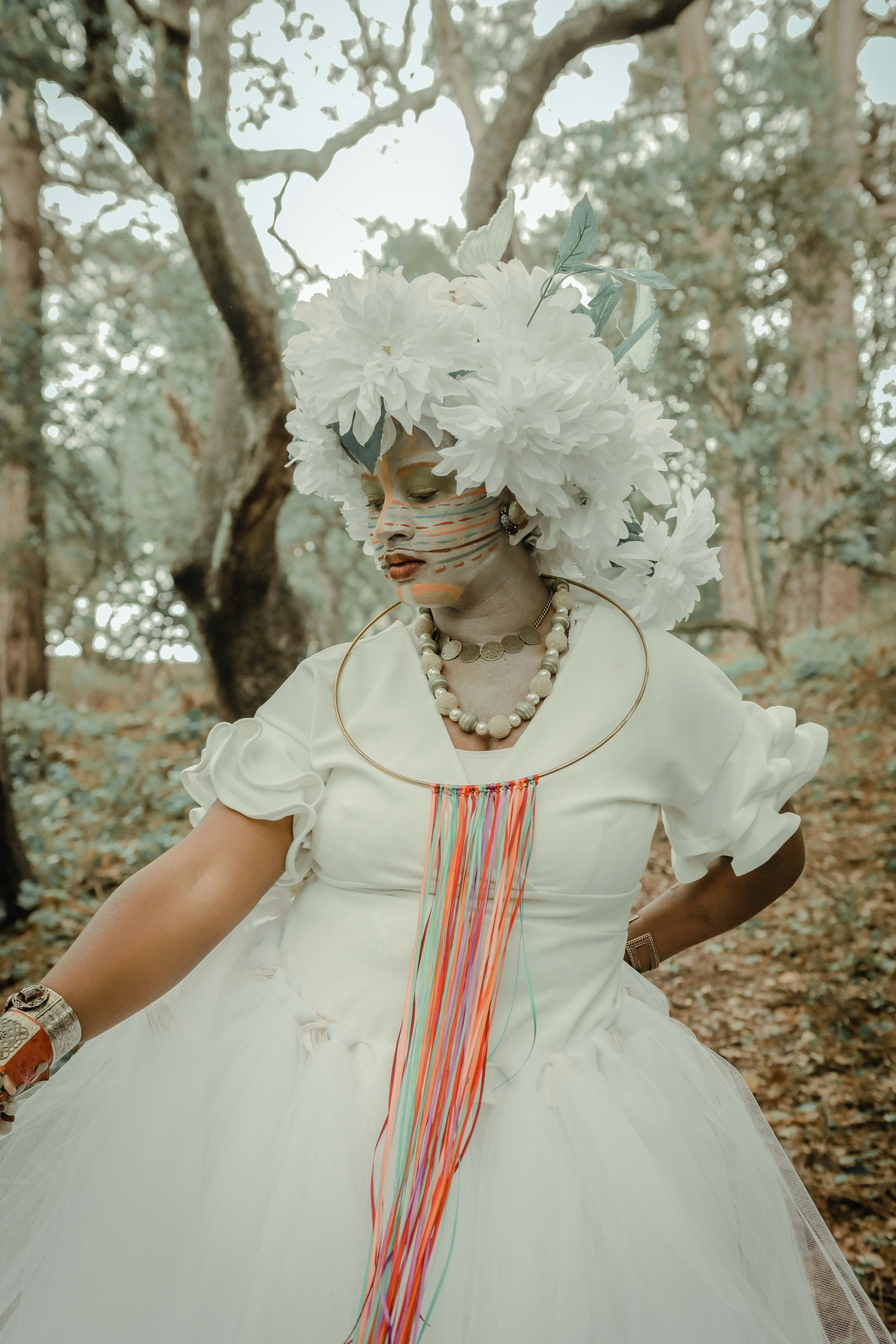 Crown of Petals and Threads: A Forest Portrait