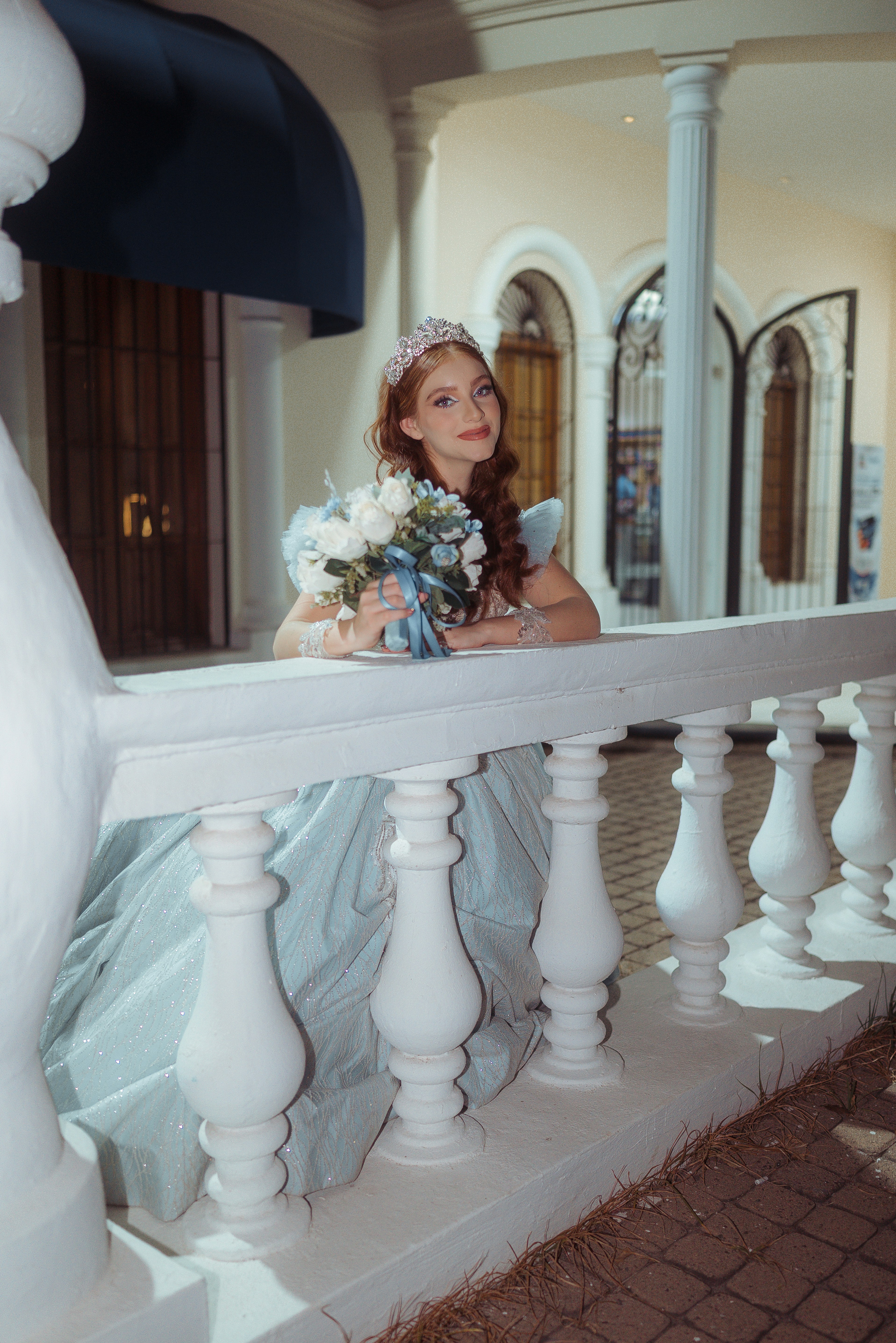 Veranda Bride in an Azure Gown