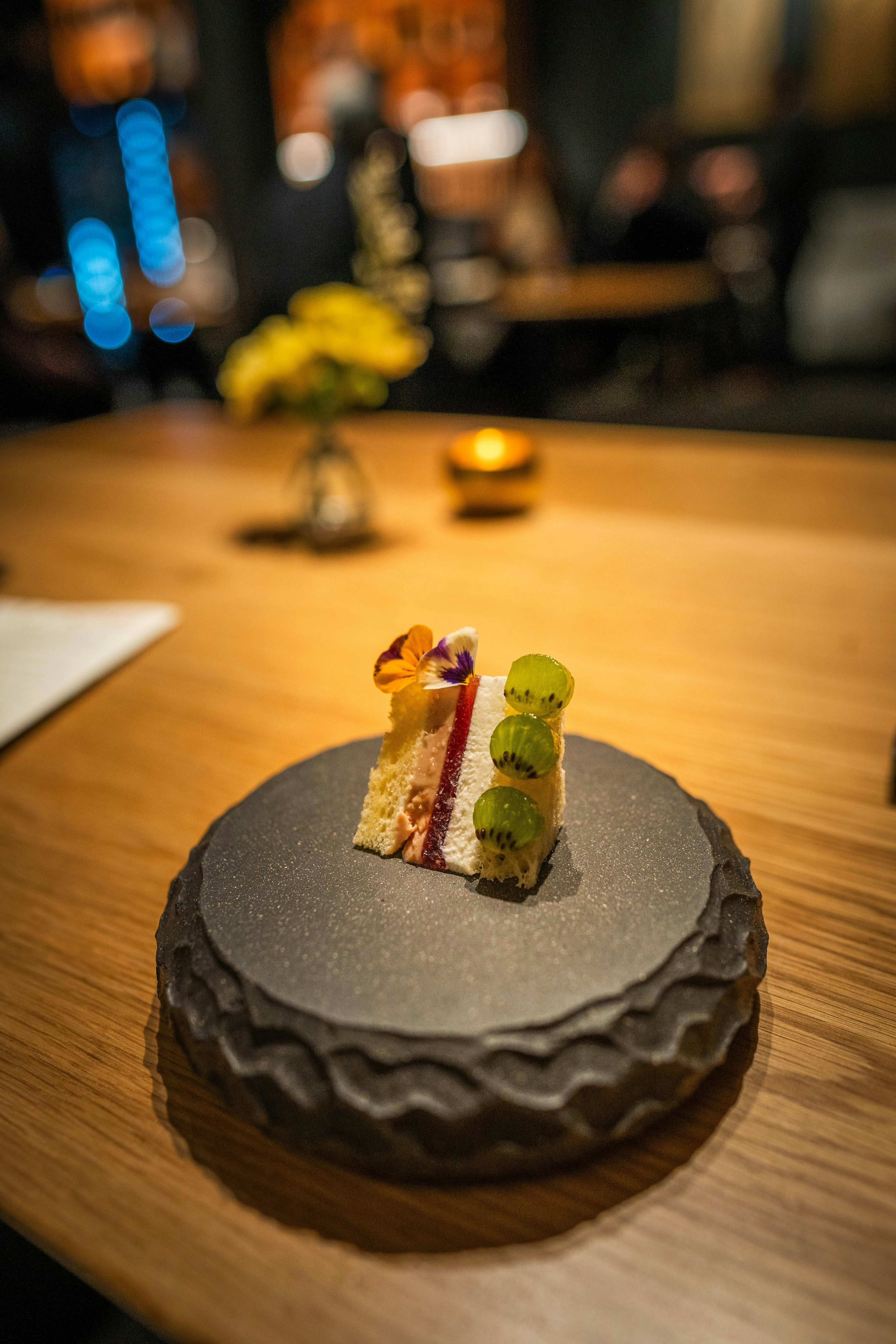 Slate-Topped Duo: A Tiny Dessert Under Candlelight