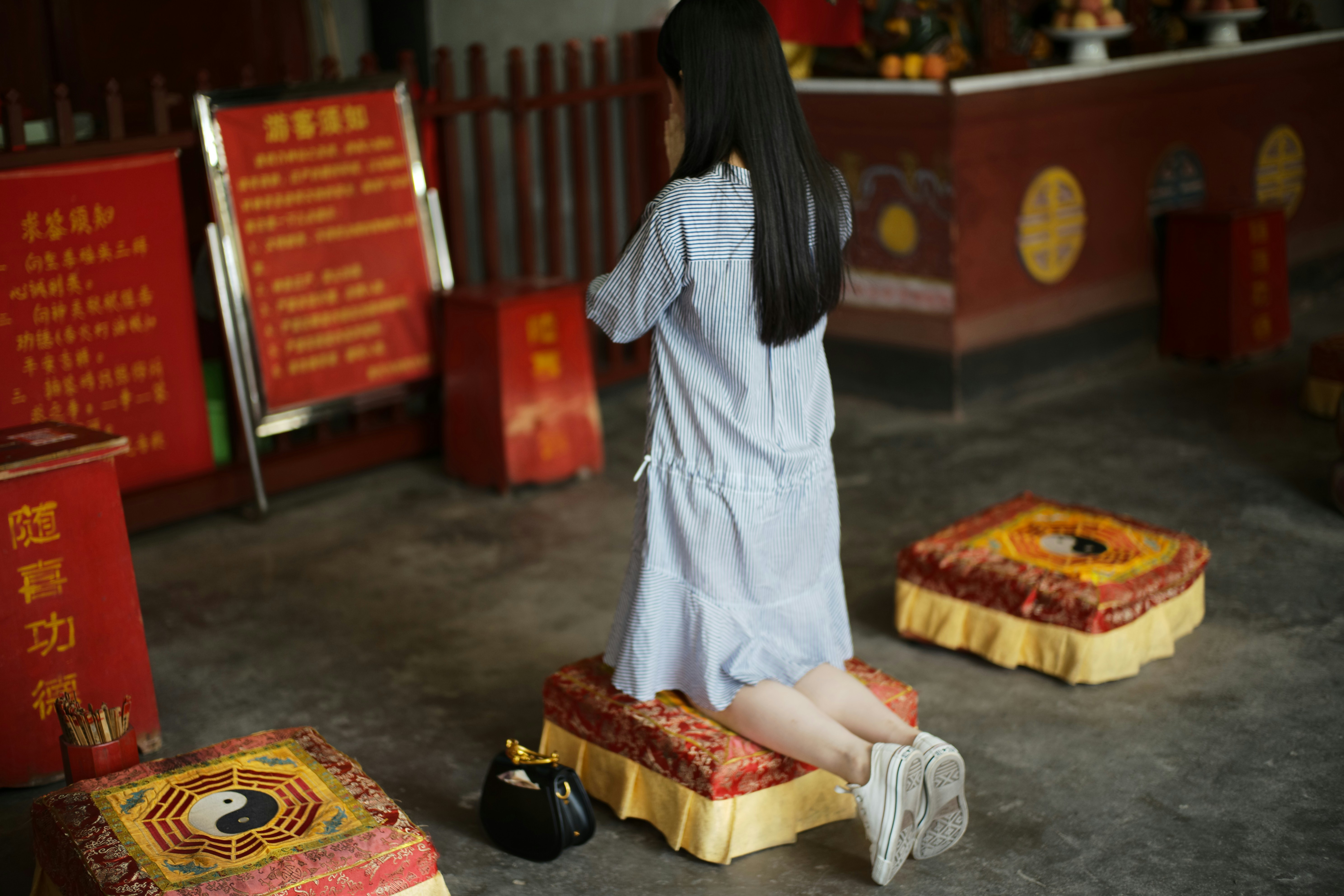 Quiet Reverie on Ritual Cushions in a Temple