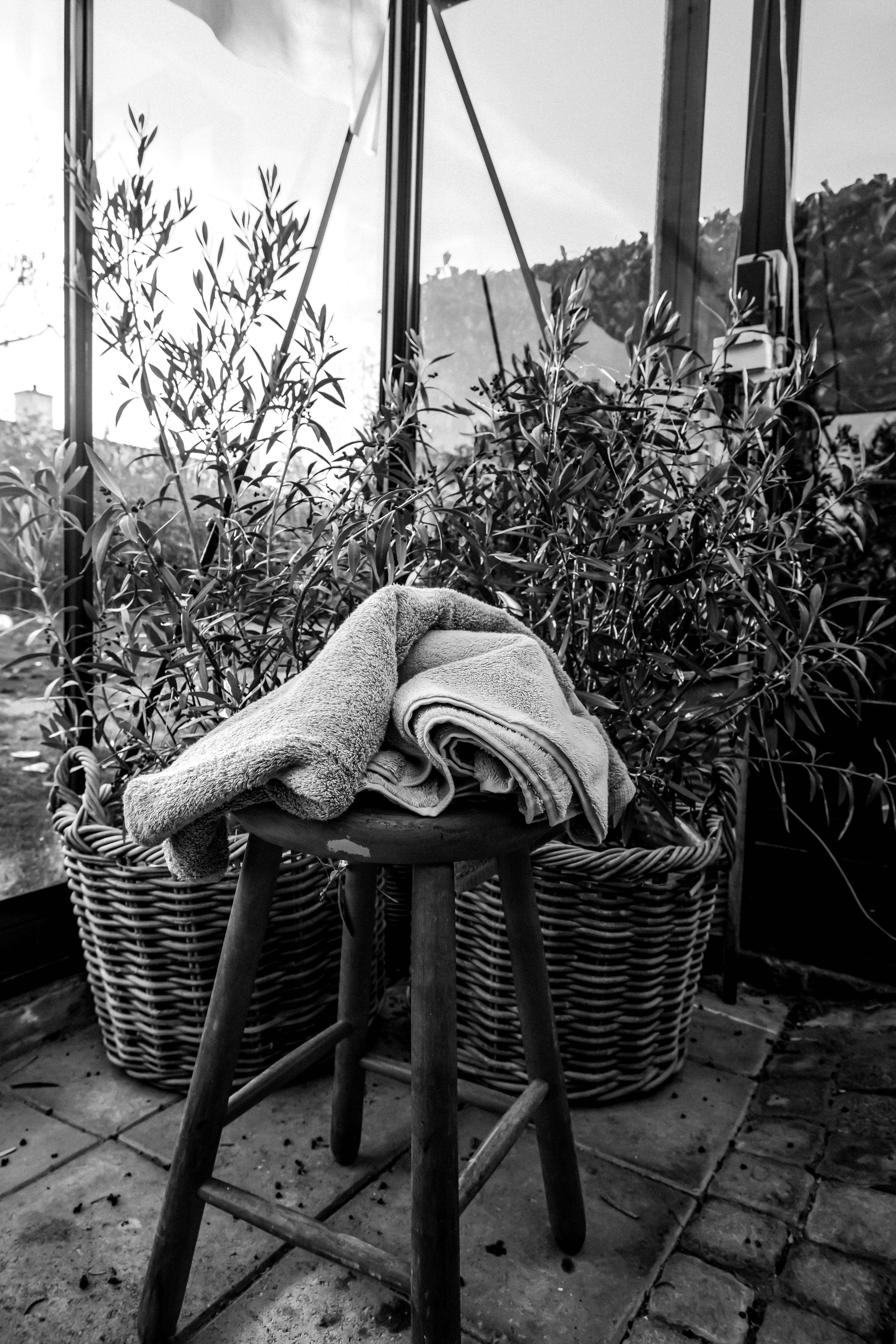 Linen on a Stool in a Glasshouse