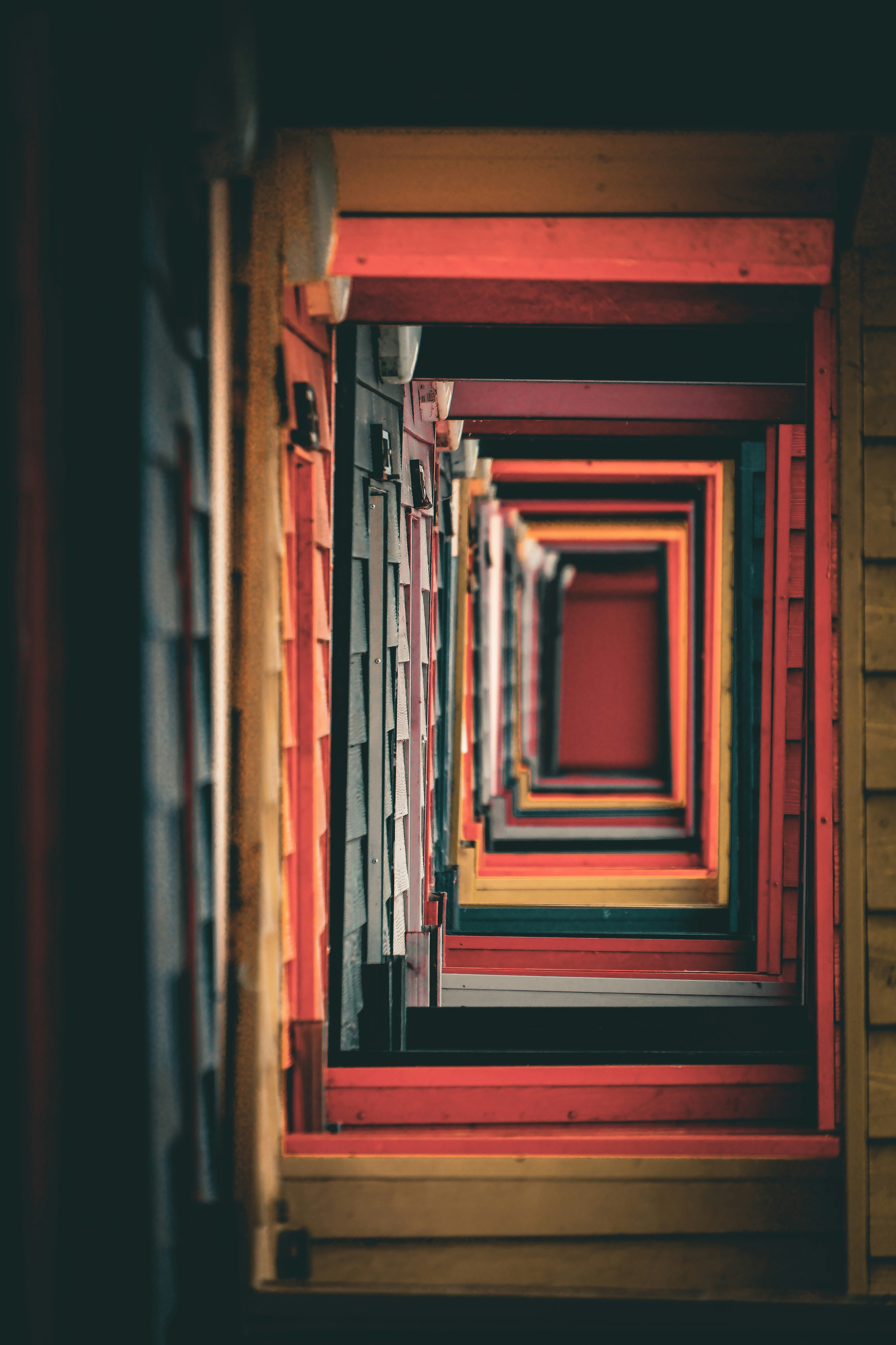Infinite Rainbow Frames: A Colorful Corridor Receding to a Vanishing Point