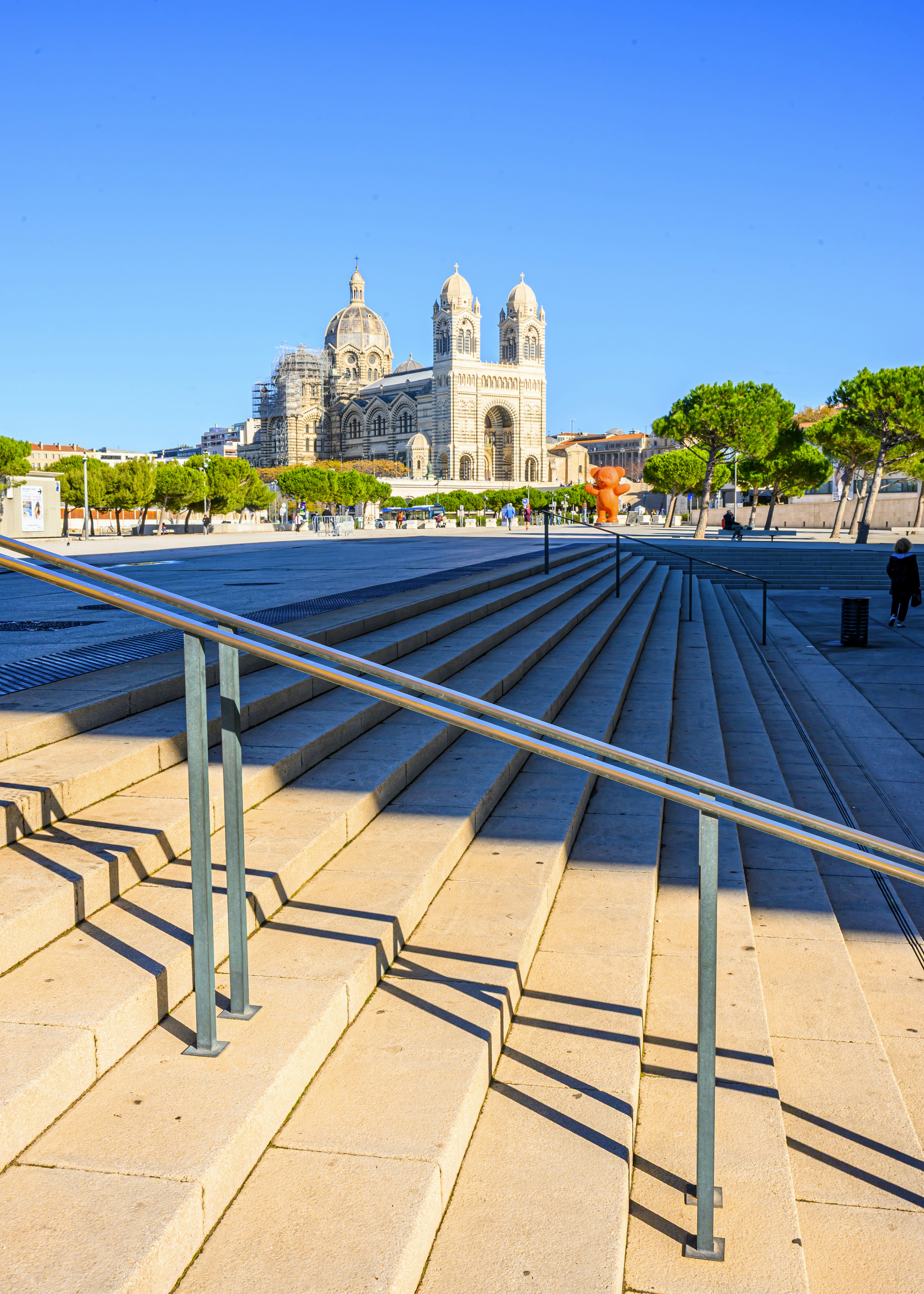 Staircase Ascent Toward Marseille's La Major Cathedral