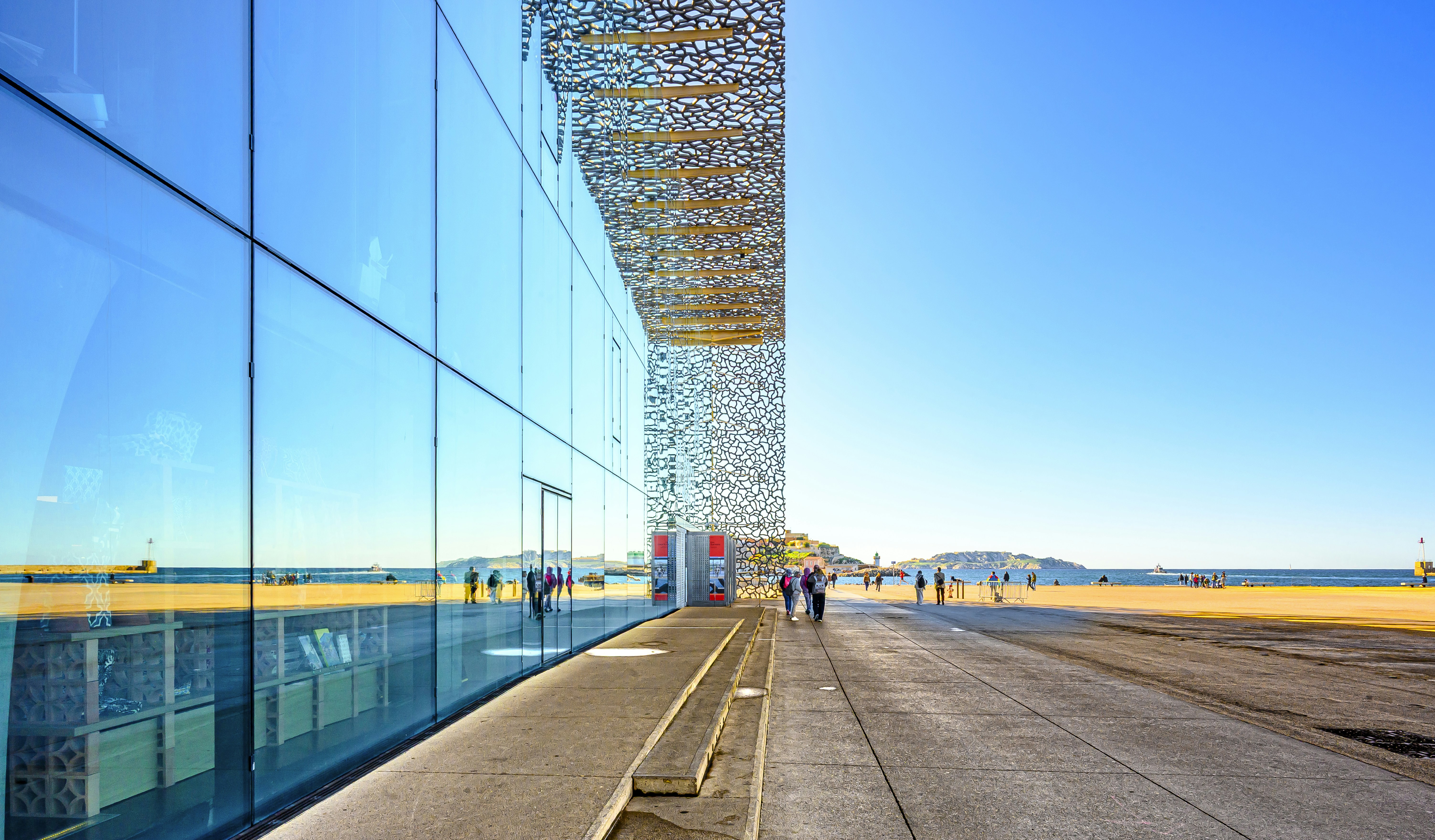 Horizon Through a Glass Facade: Walkway to the Sea