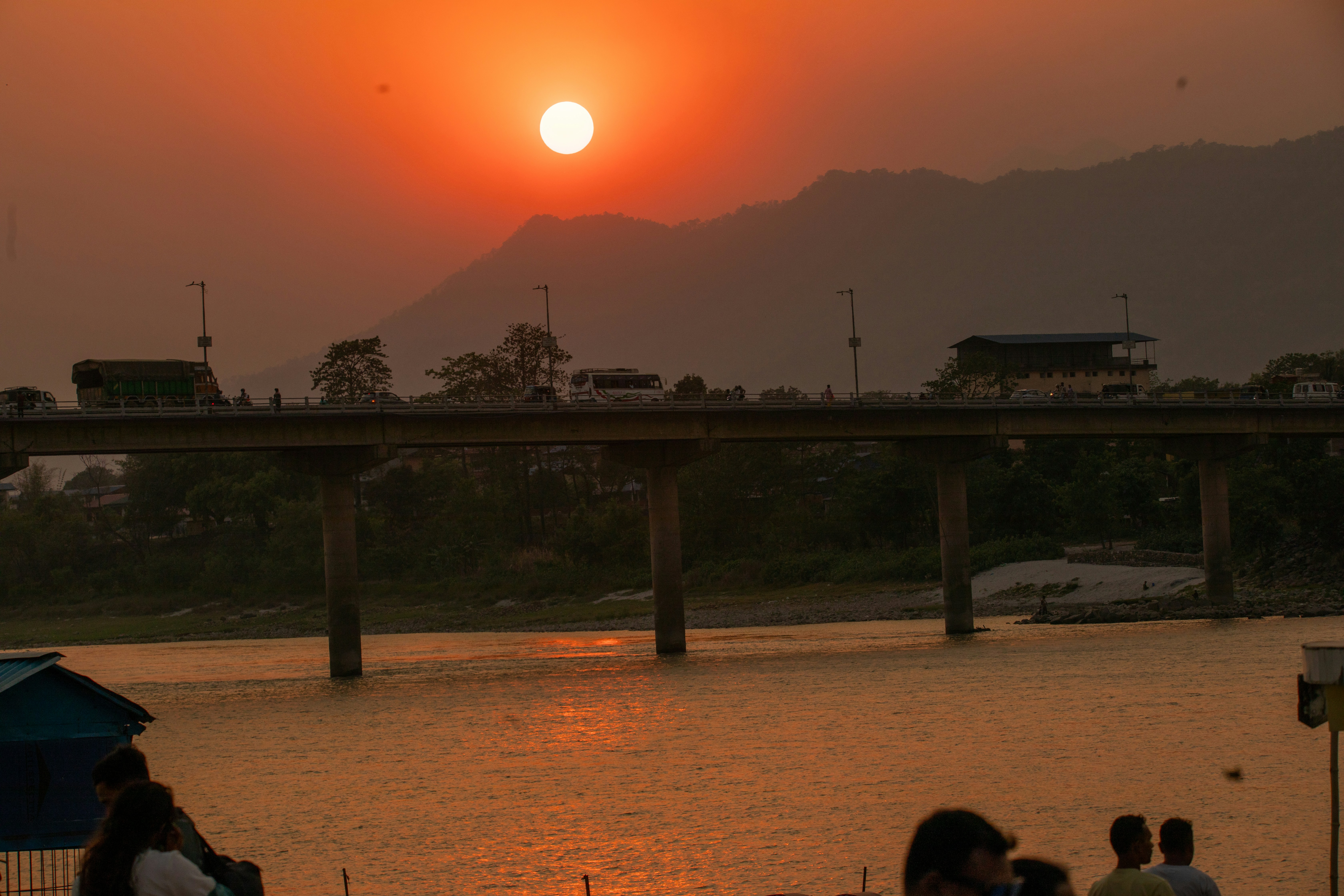Sunset at bridge of Narayani river