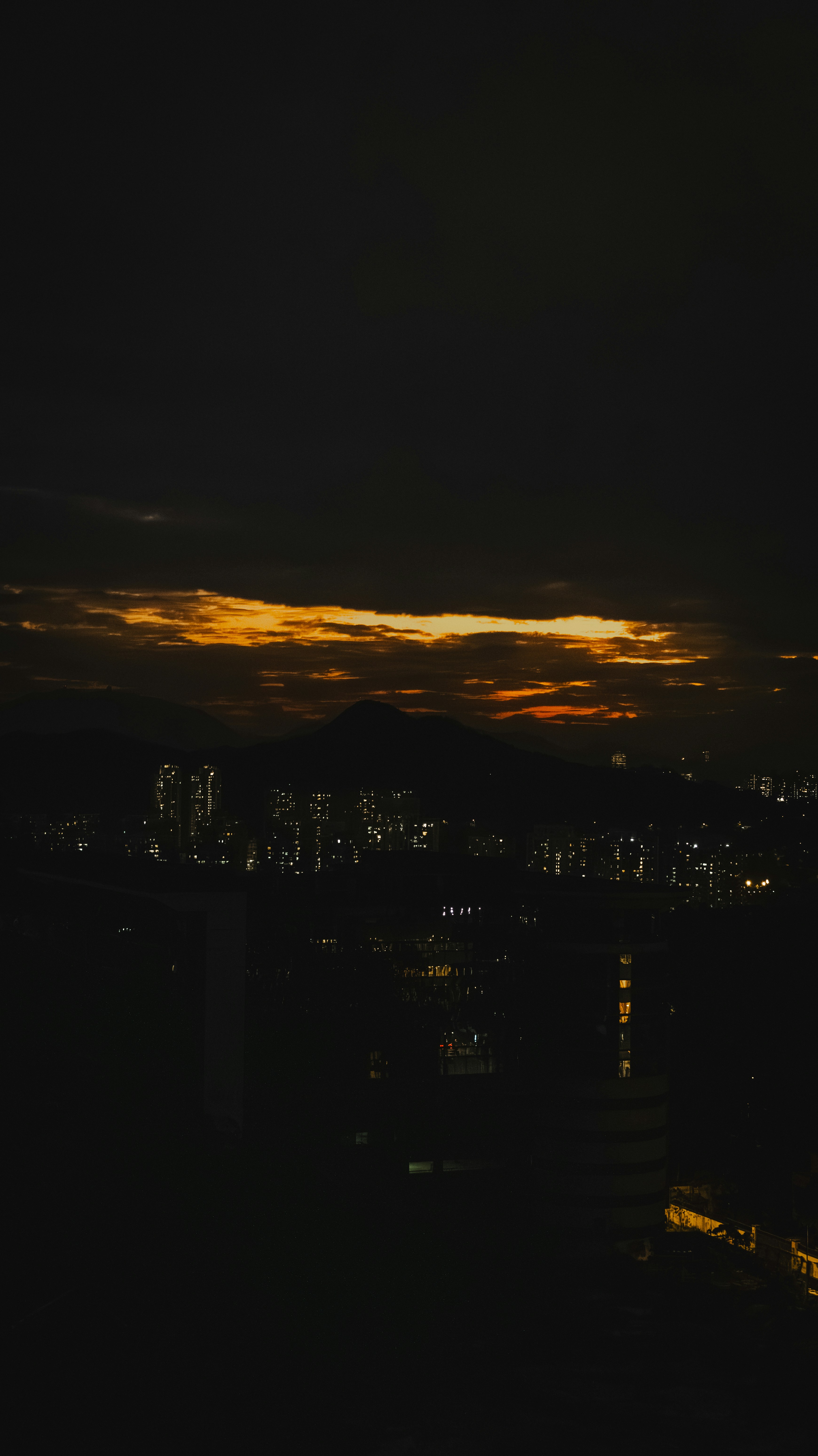 Dusk over the Quiet City: A Golden Horizon Above the Nightscape