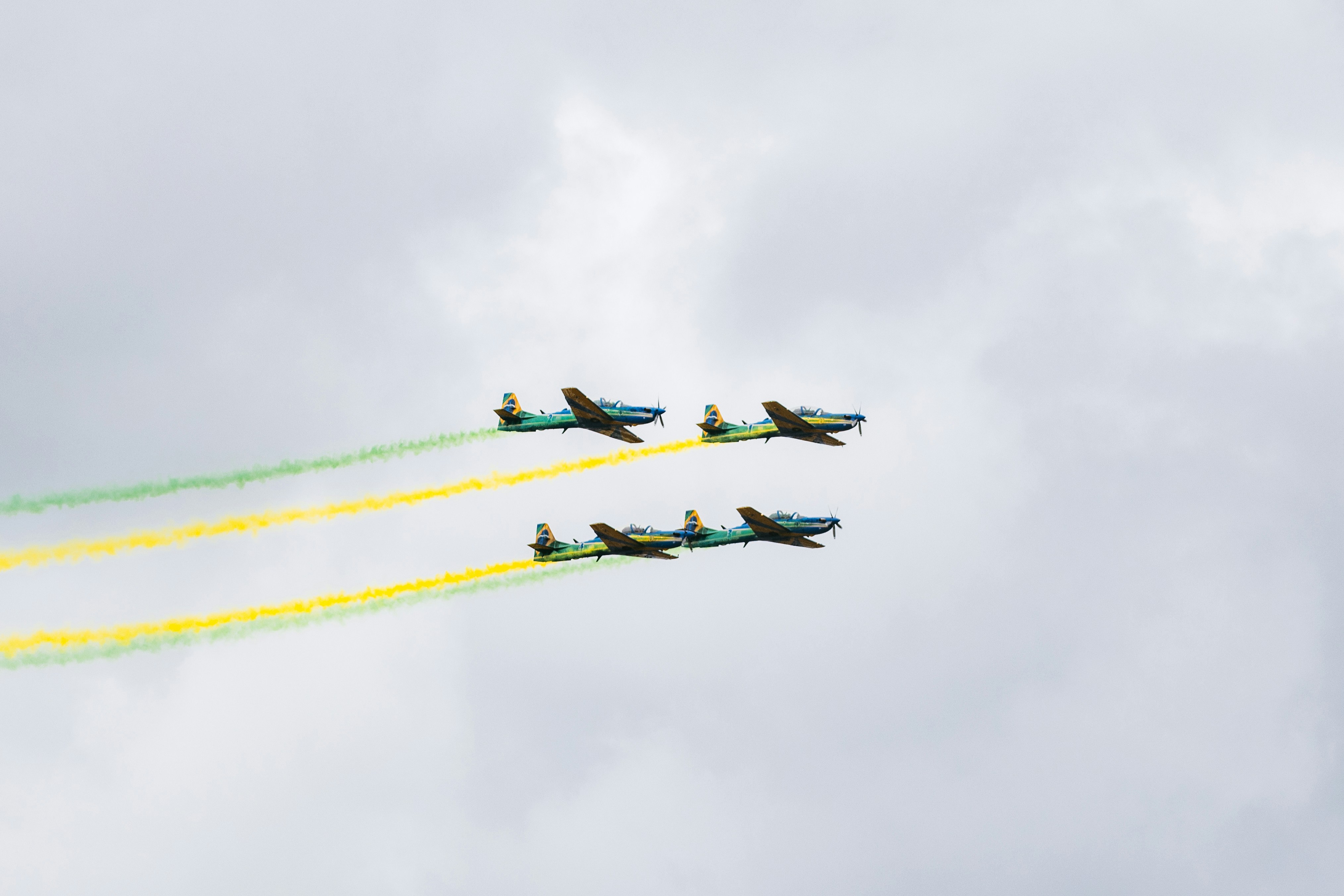 Five planes fly in formation emitting colored smoke. photo – Free ...