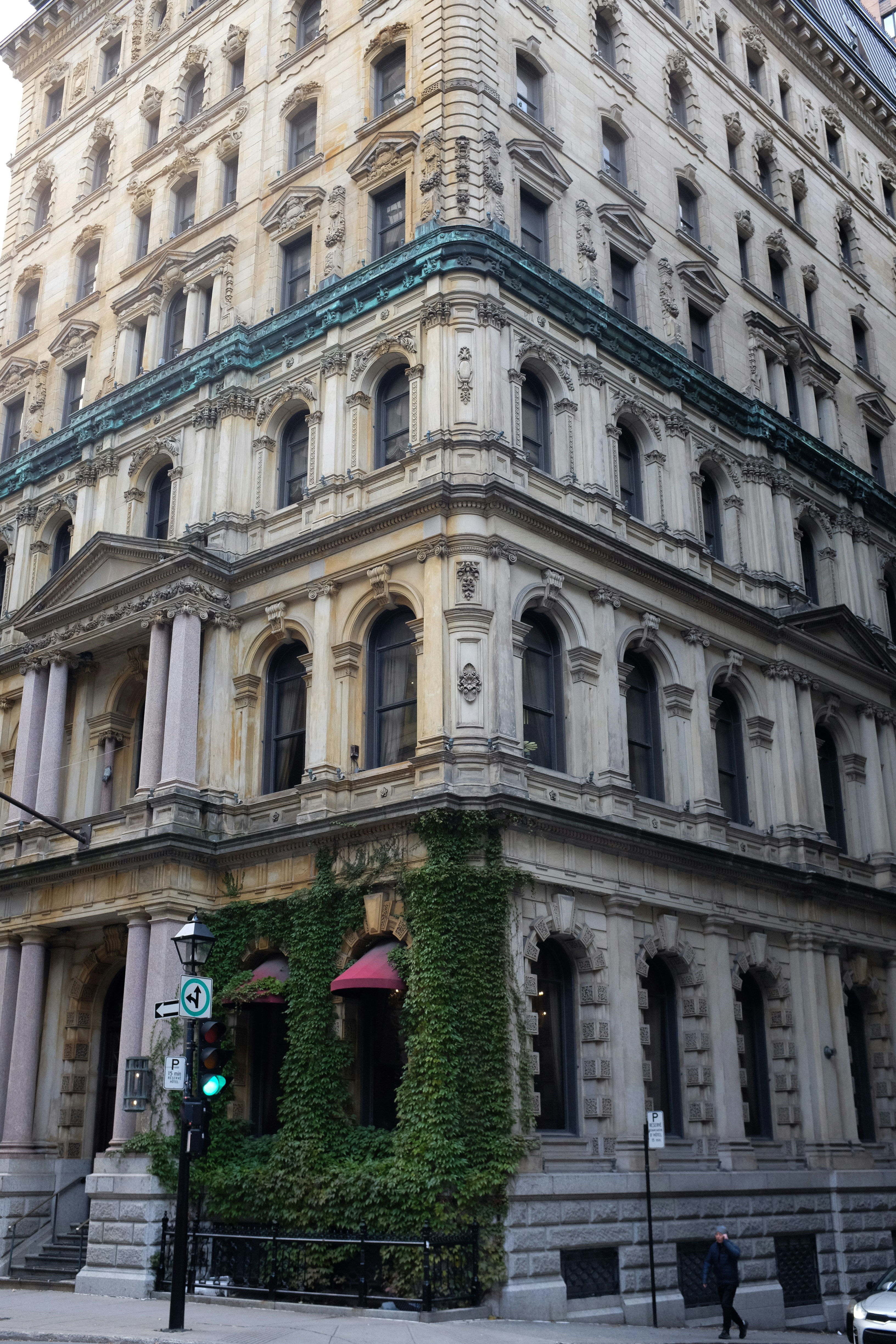 Ivied Corner of a 19th-Century City Facade