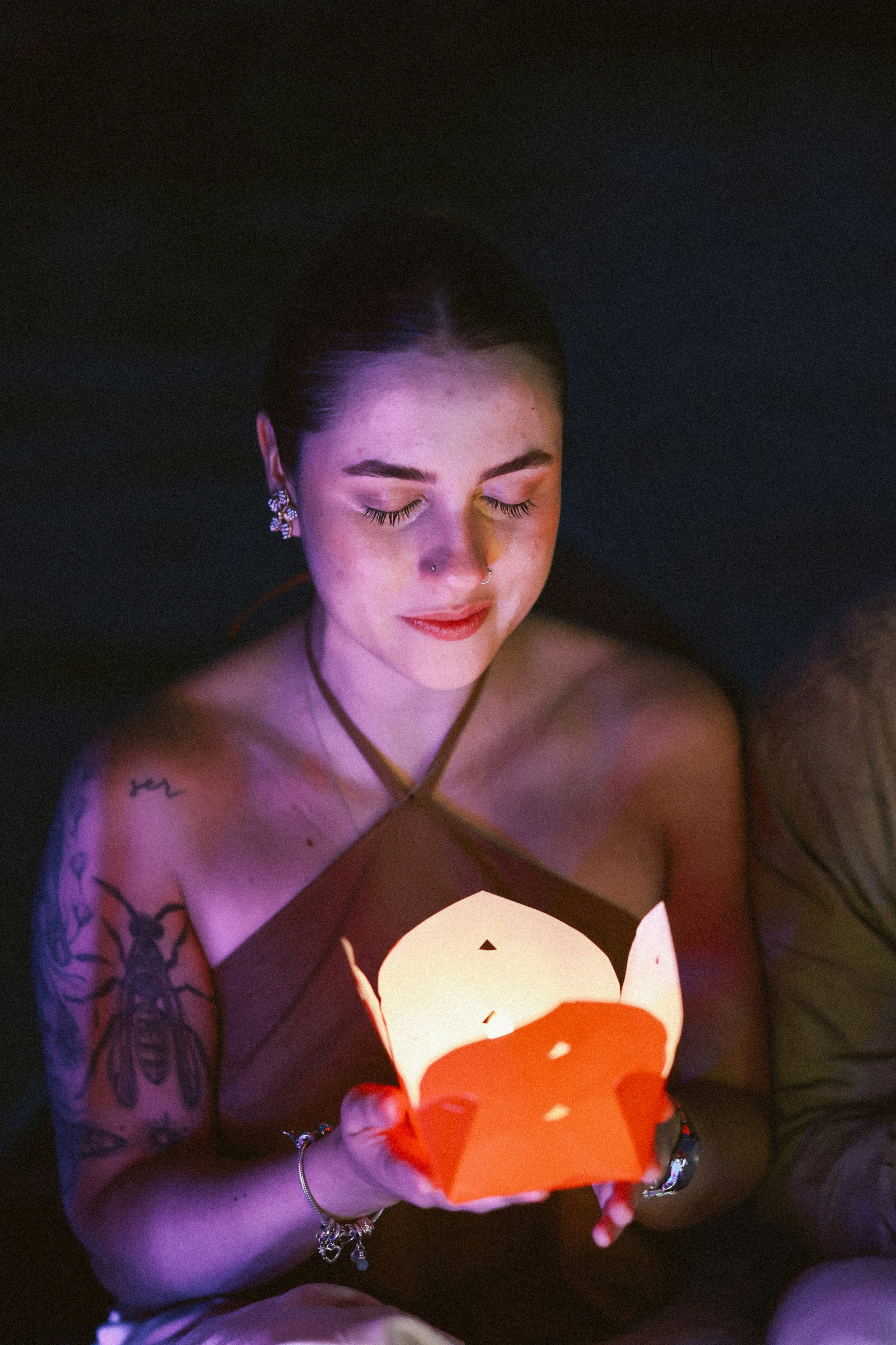 Glowing gift: a moonlit smile and a lantern of card stock