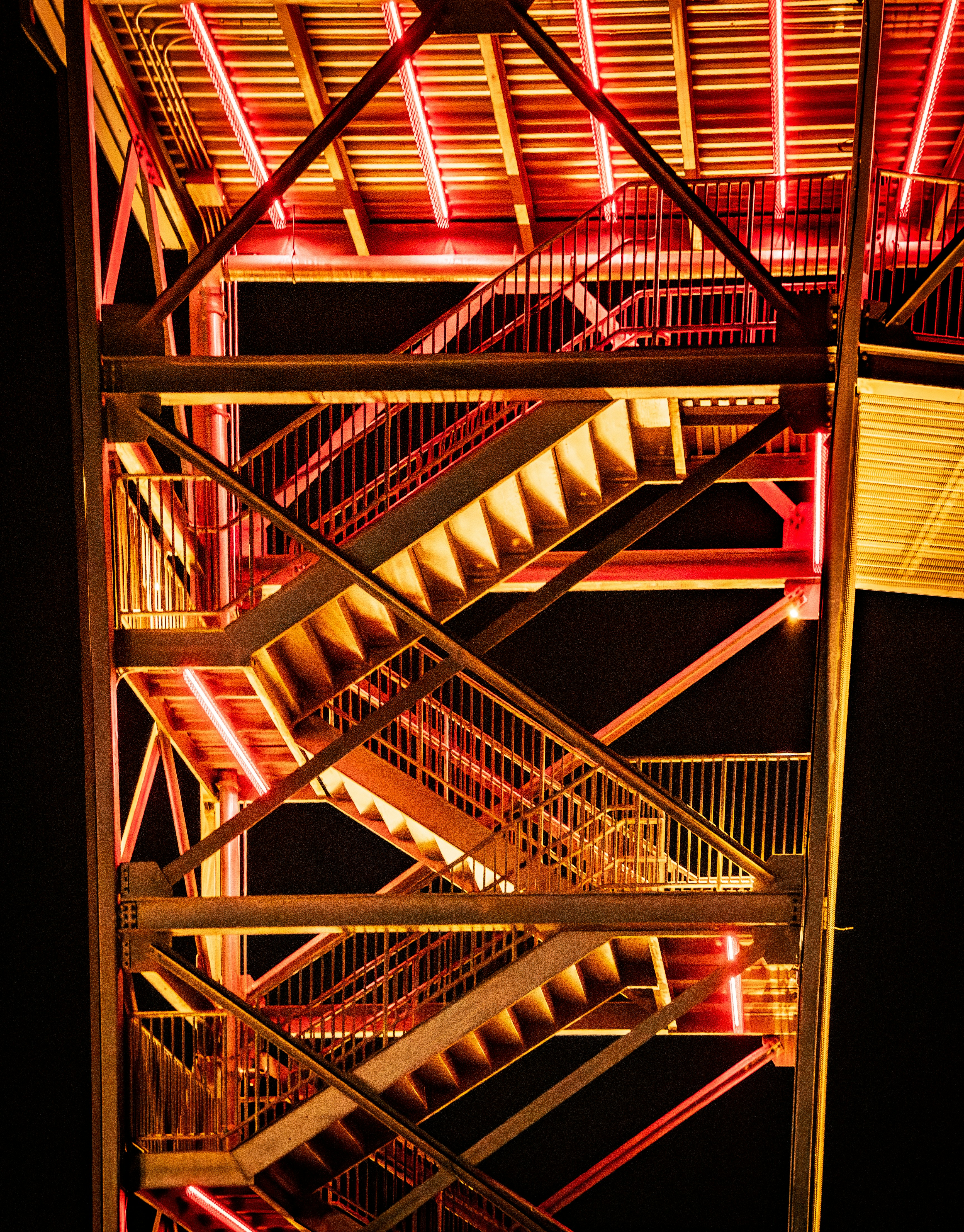 Neon Staircase Network: A Midnight Lattice of Steel and Light
