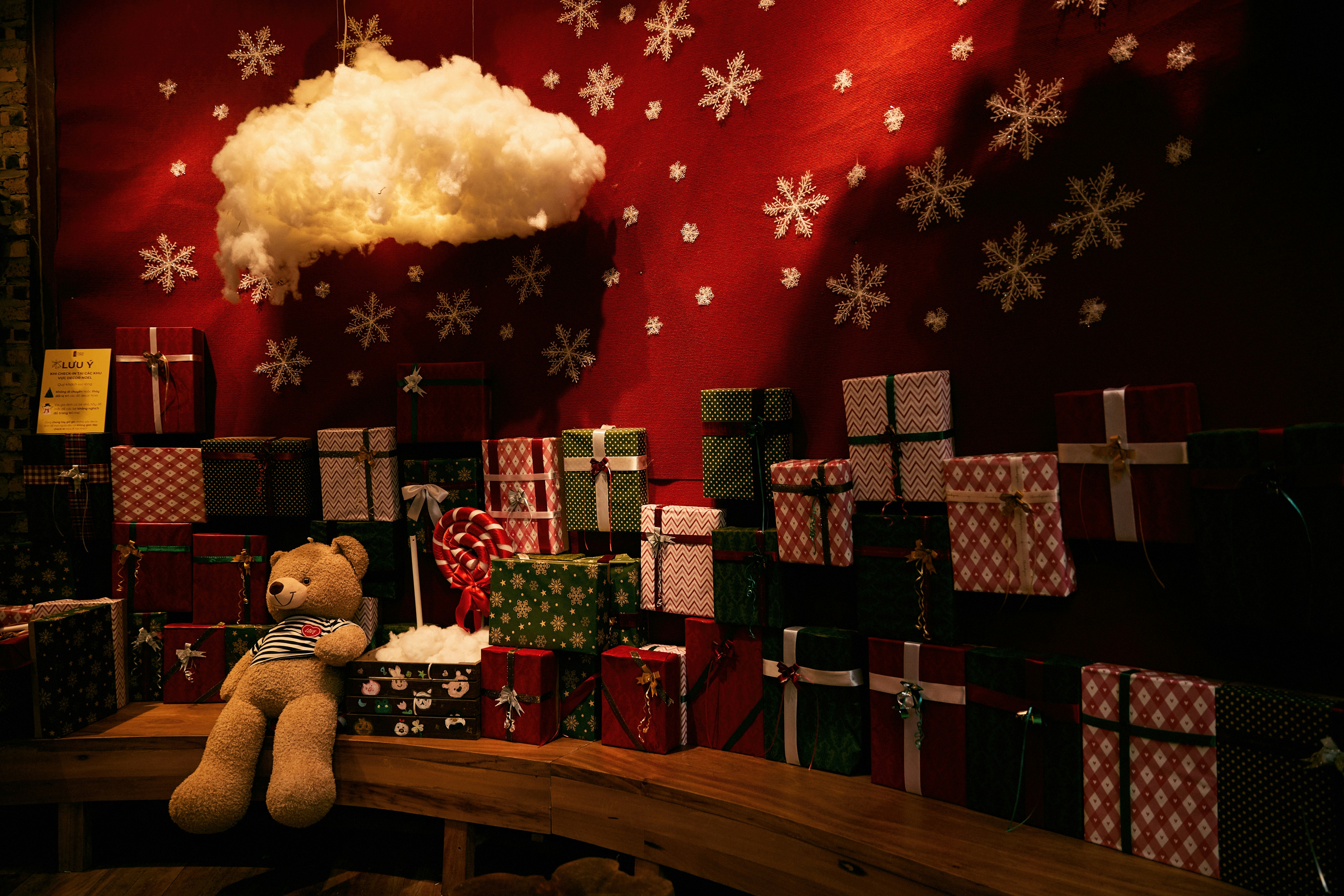 Gifted Display: A Cozy Christmas Corner with Plush and Presents