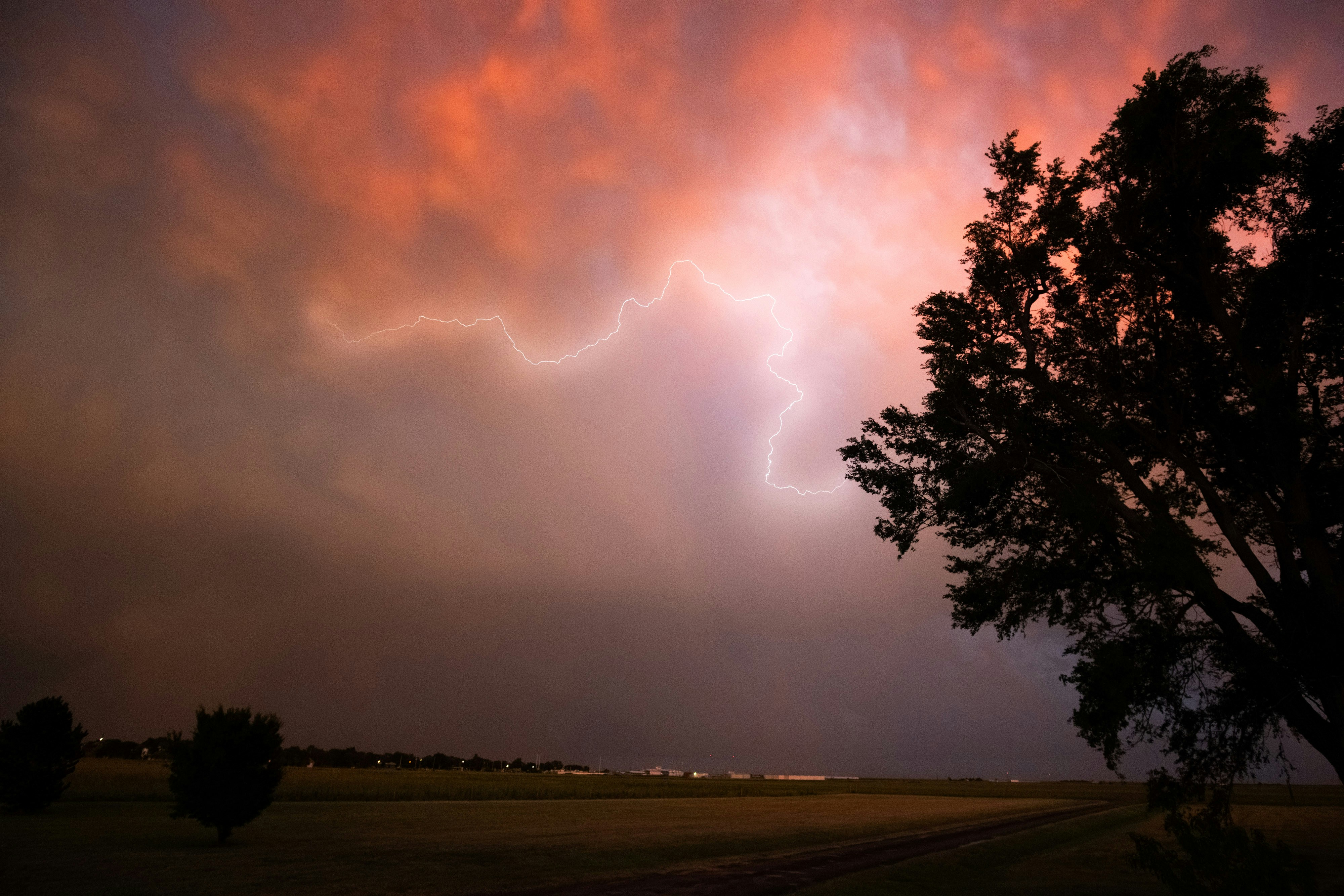 Lightning Crown over the Prairie: Storm Light at Dusk