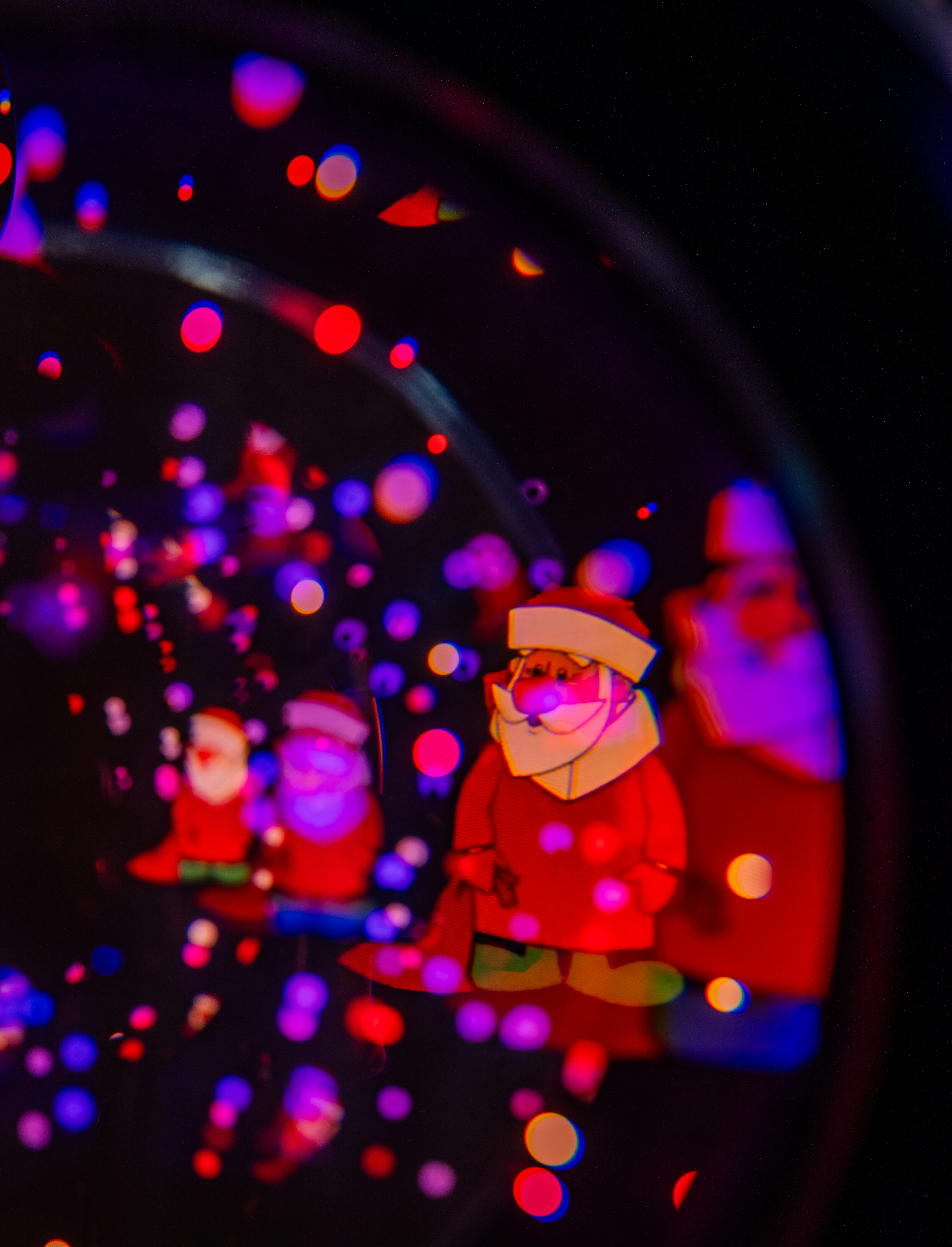 Bokeh Bloom: Neon Santa in a Glassy Night Garden