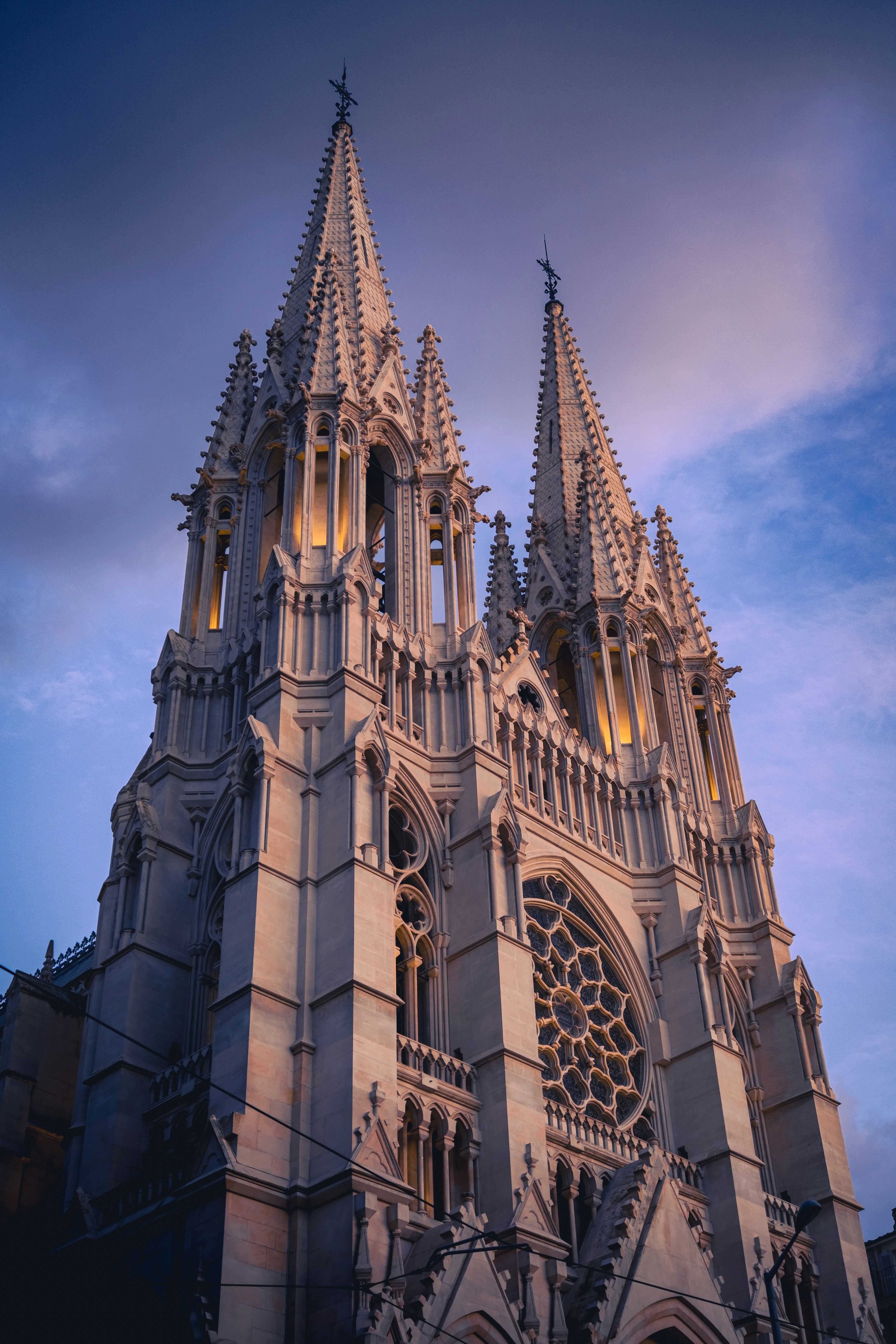 Gothic Twin Spires Rise Into Dusk