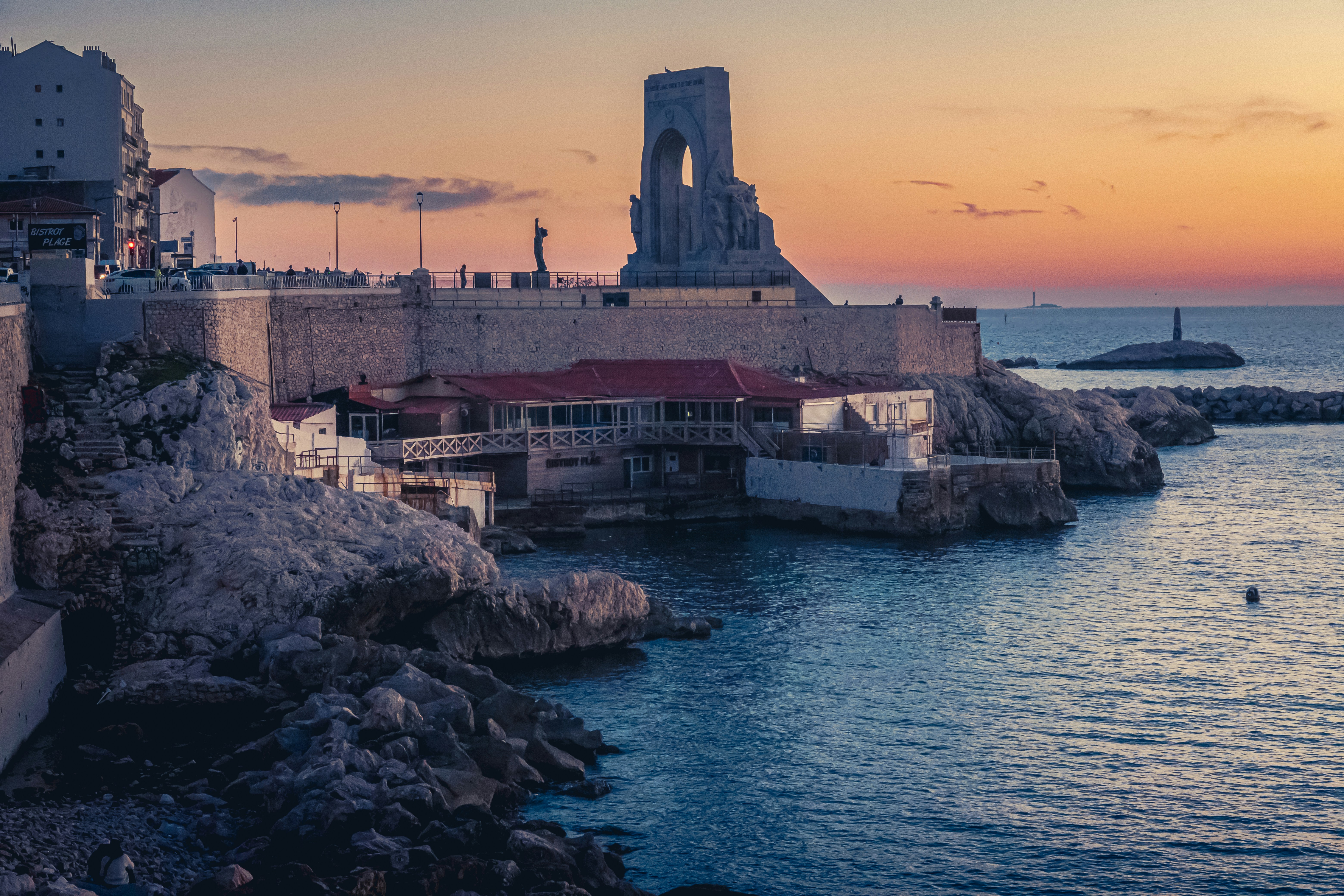 Dusk Arch Over the Aegean Fortress