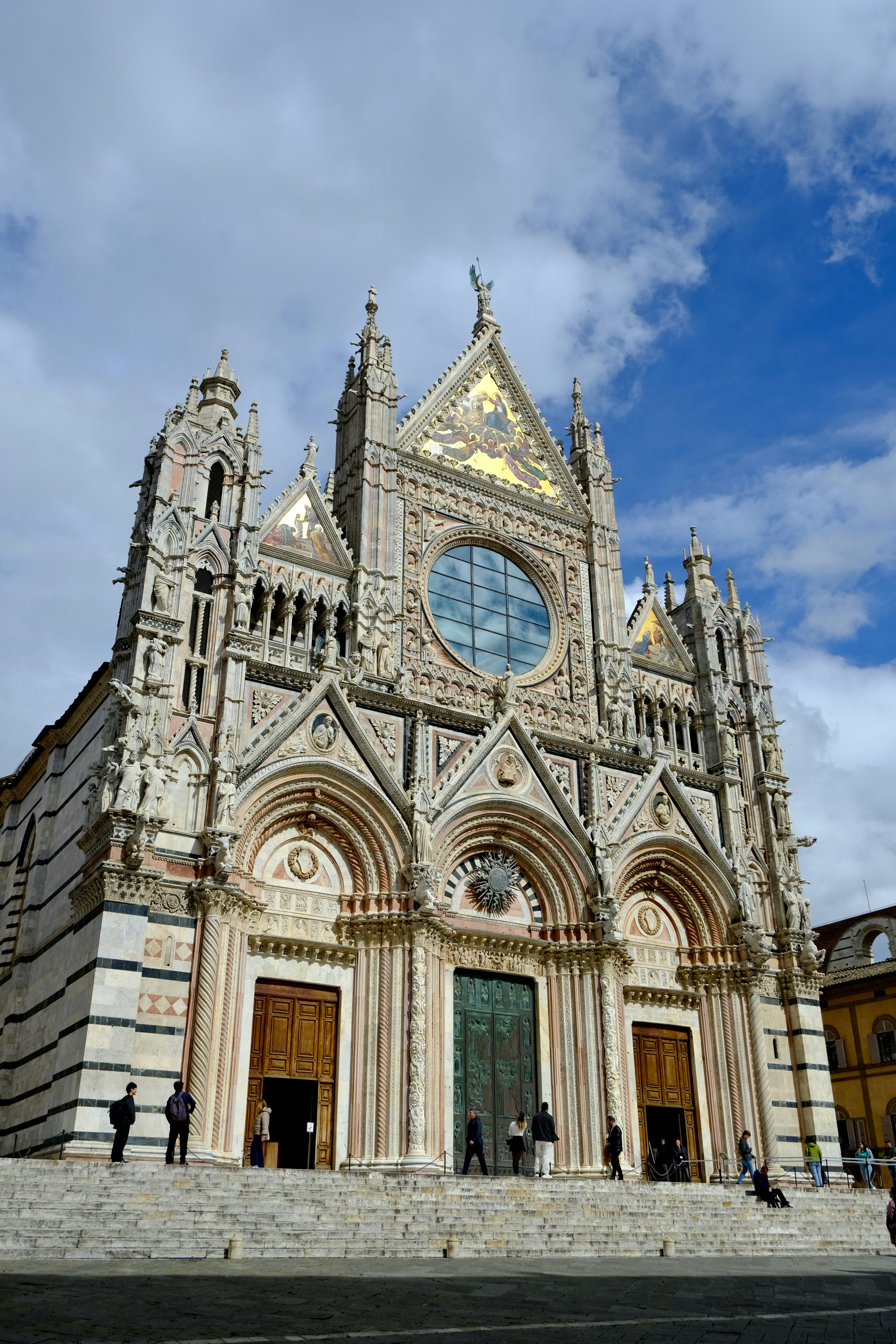 Gothic Cathedral Facade Rising from the Steps