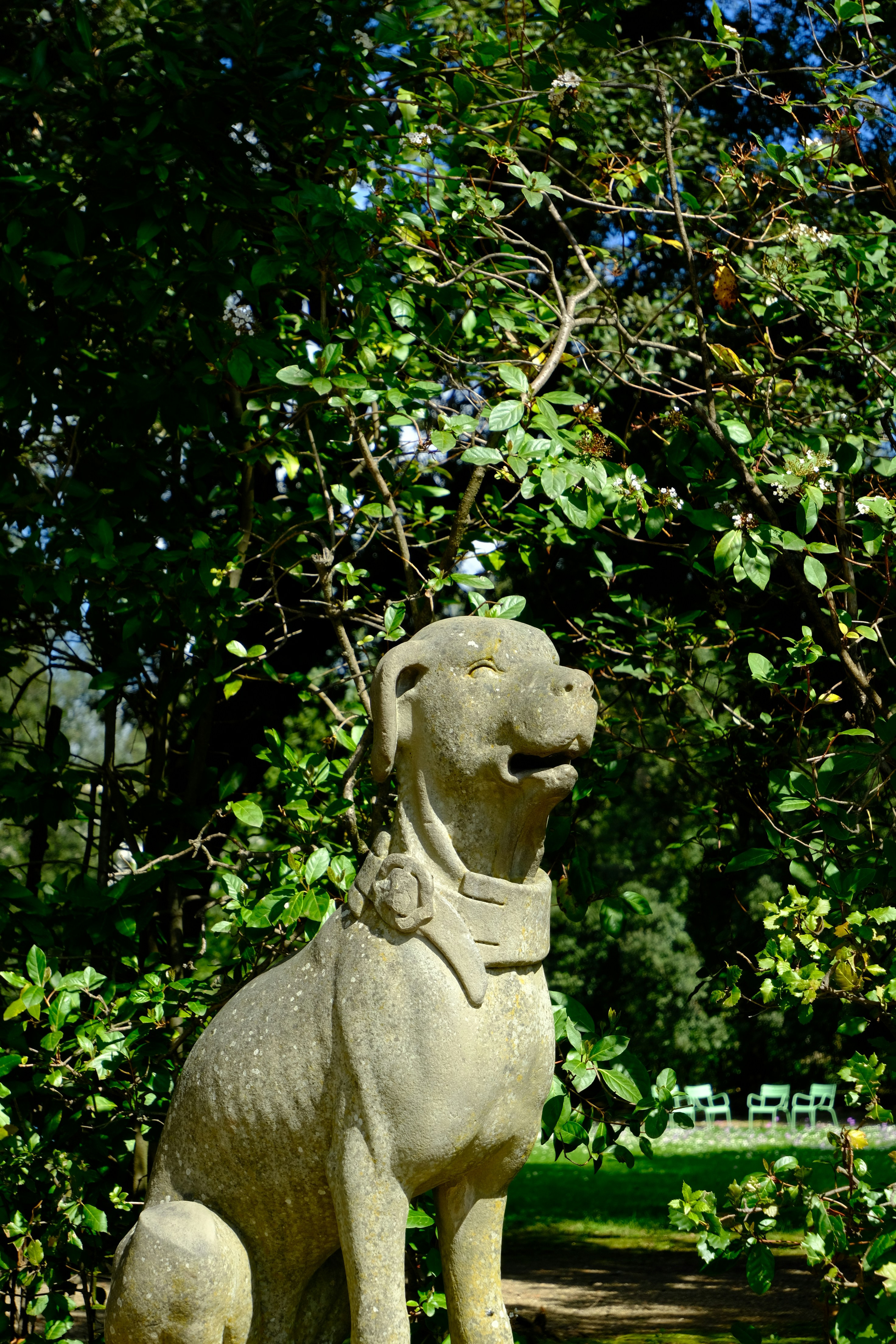 Stone Guardian Amid Greenery