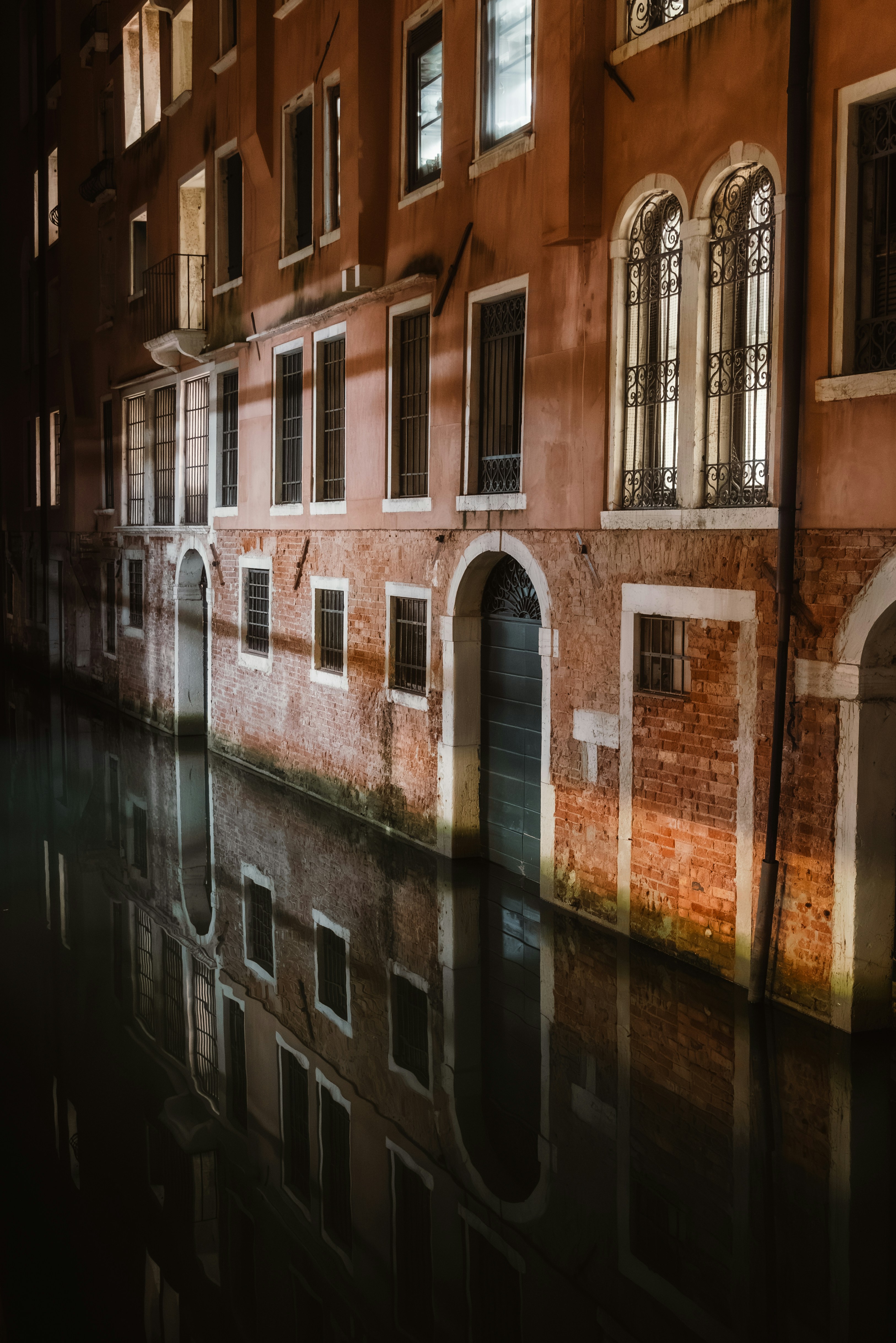 Nightfall Reflections on Historic Facades