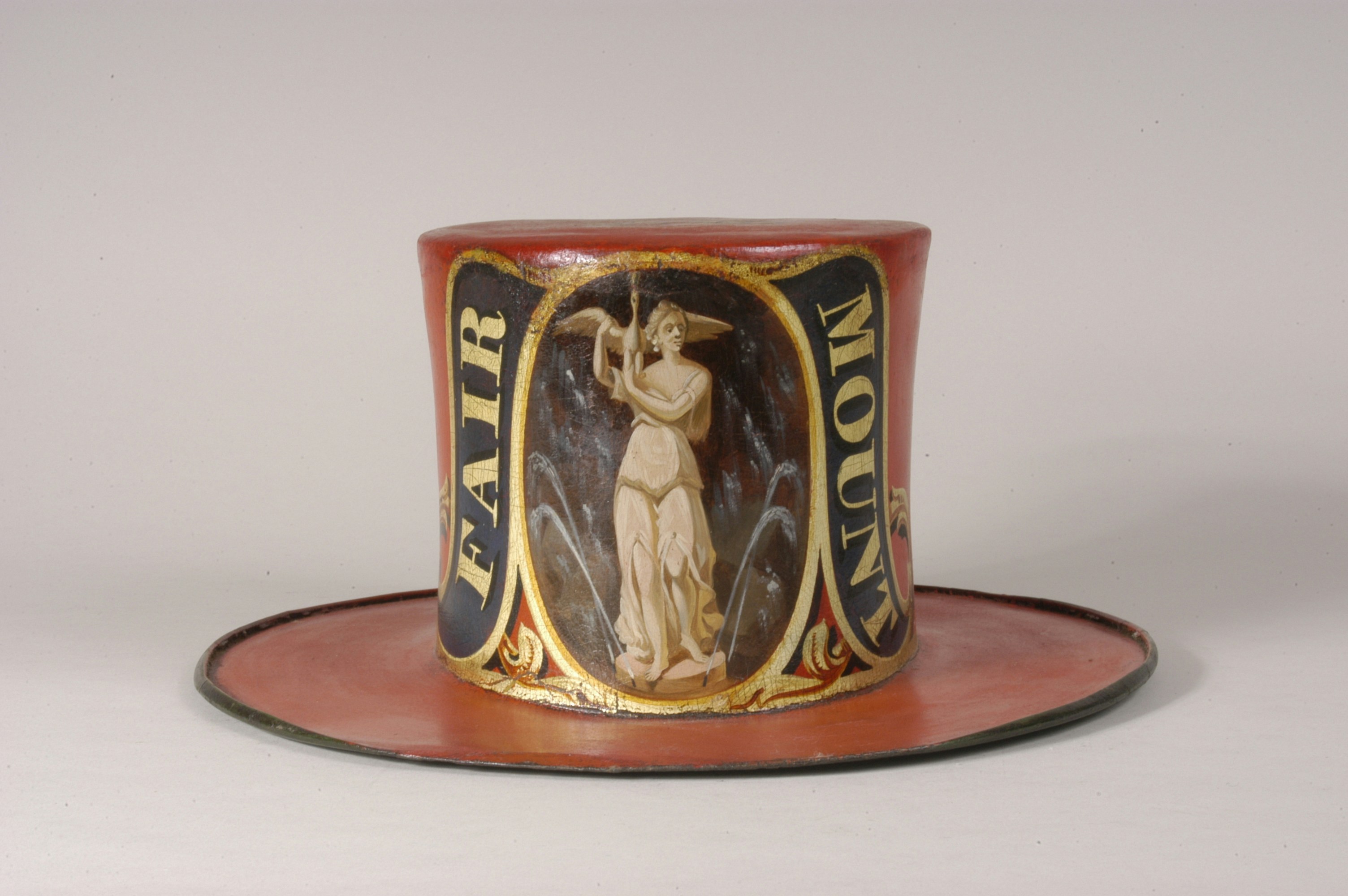 Ceramic Cup on a Red Plate: Vintage Art Nouveau Statuette Emblem
